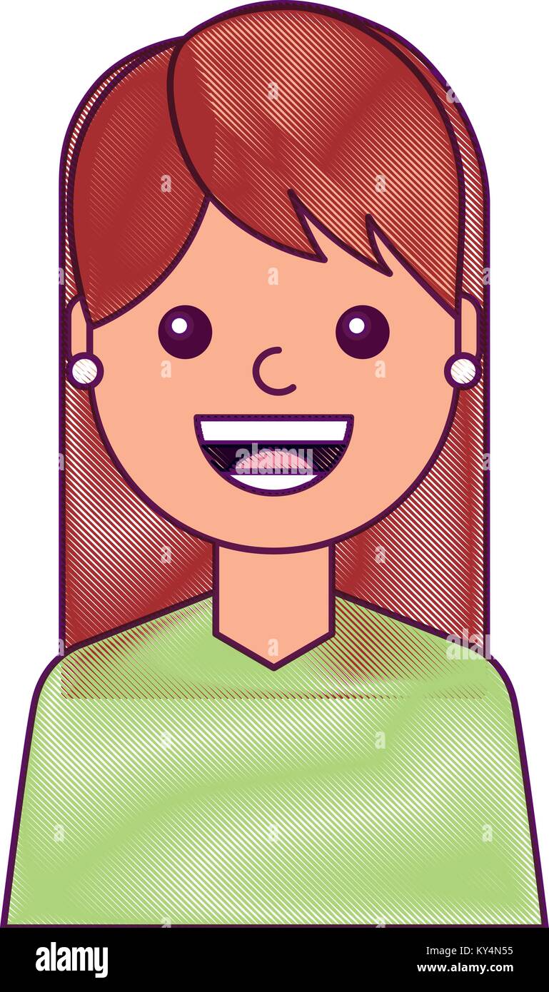 portrait woman face smiling happy expression image vector illustration ...