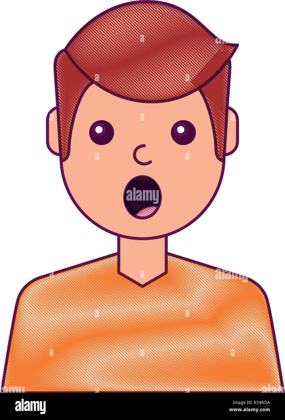 portrait surprised man face expression vector illustration Stock Vector ...