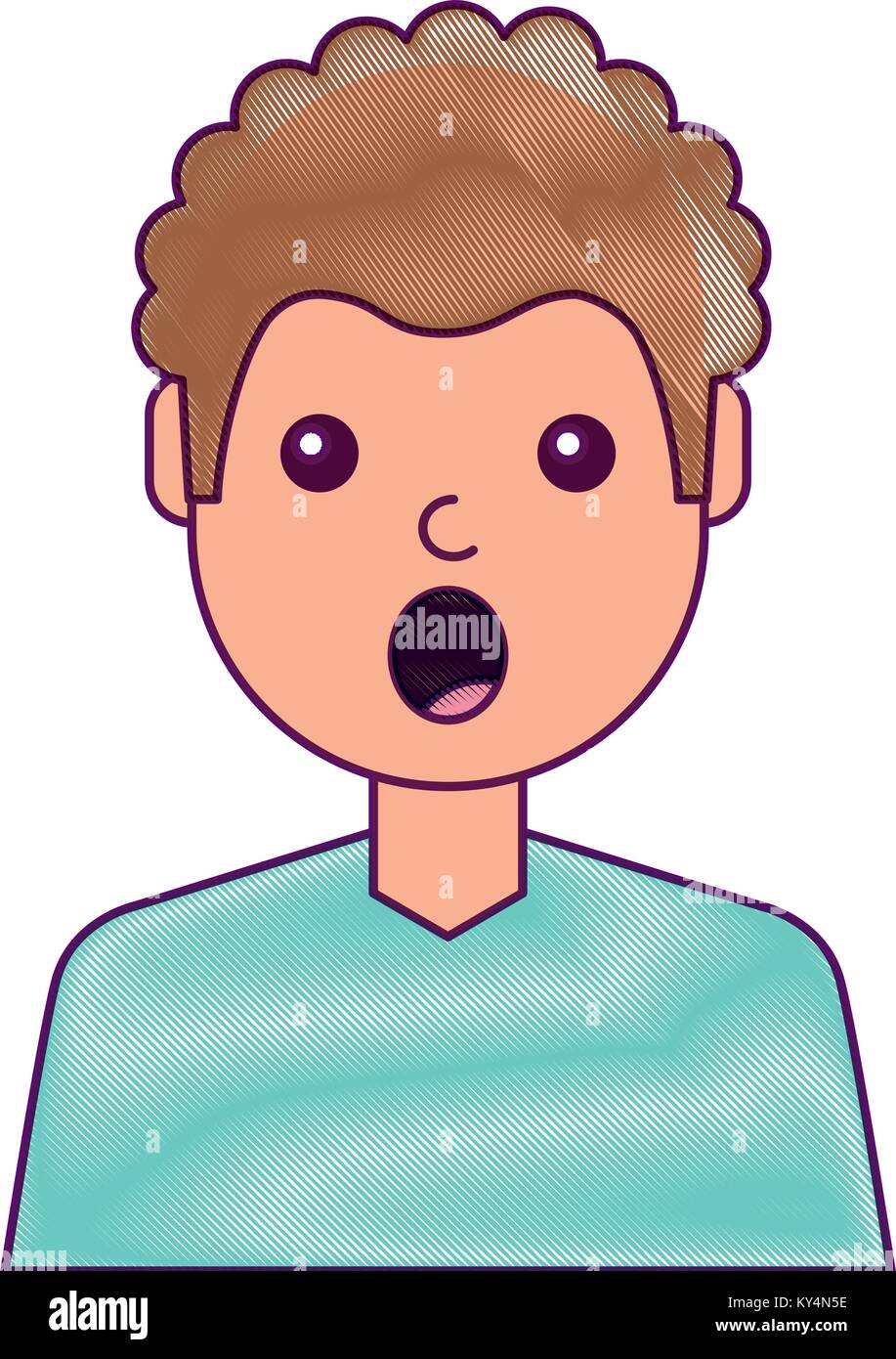 portrait surprised man face expression vector illustration Stock Vector ...