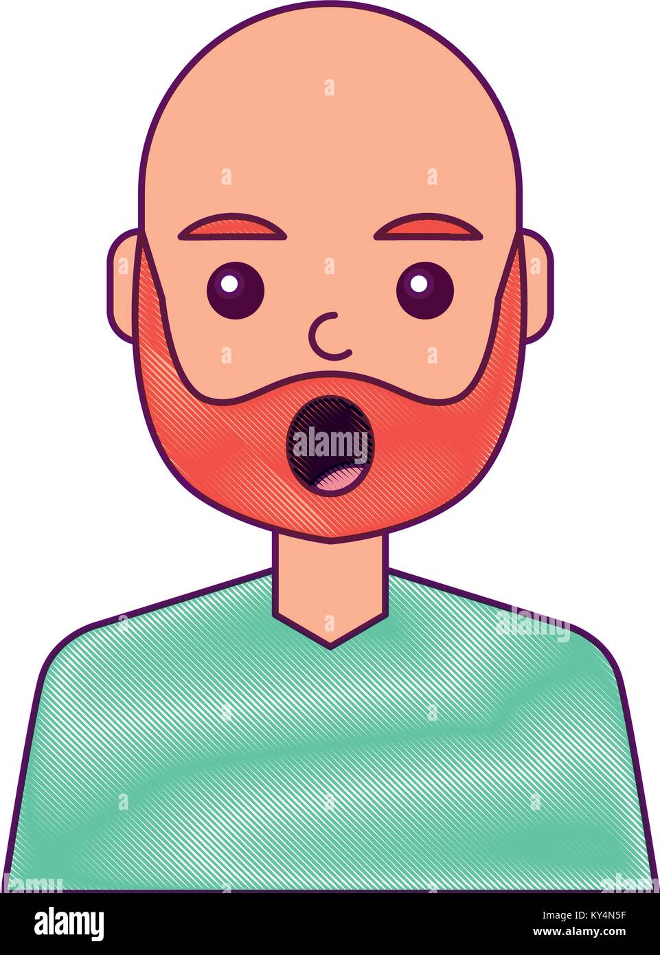 portrait surprised man face expression vector illustration Stock Vector ...