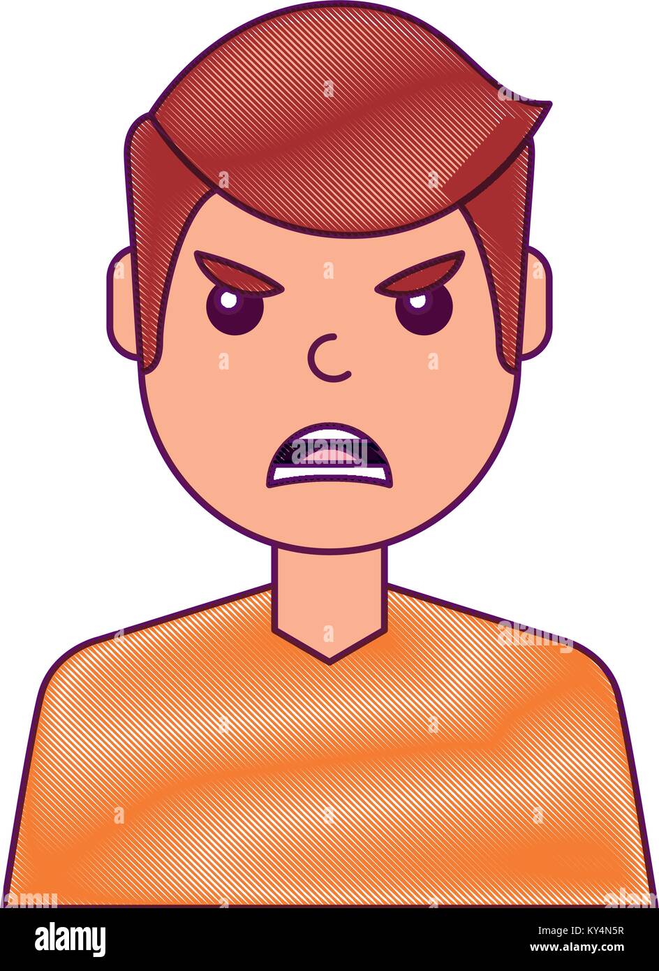 portrait man face angry expression cartoon vector illustration Stock ...