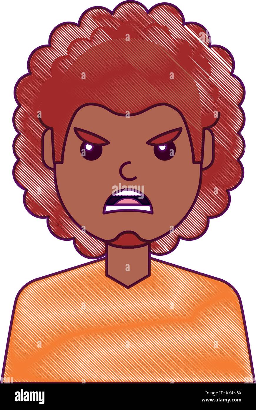 portrait man face angry expression cartoon vector illustration Stock ...