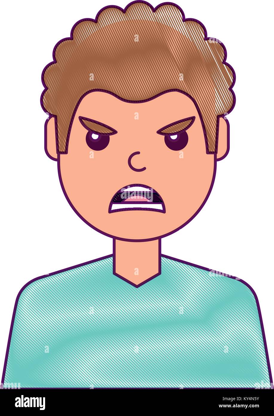 portrait man face angry expression cartoon vector illustration Stock ...