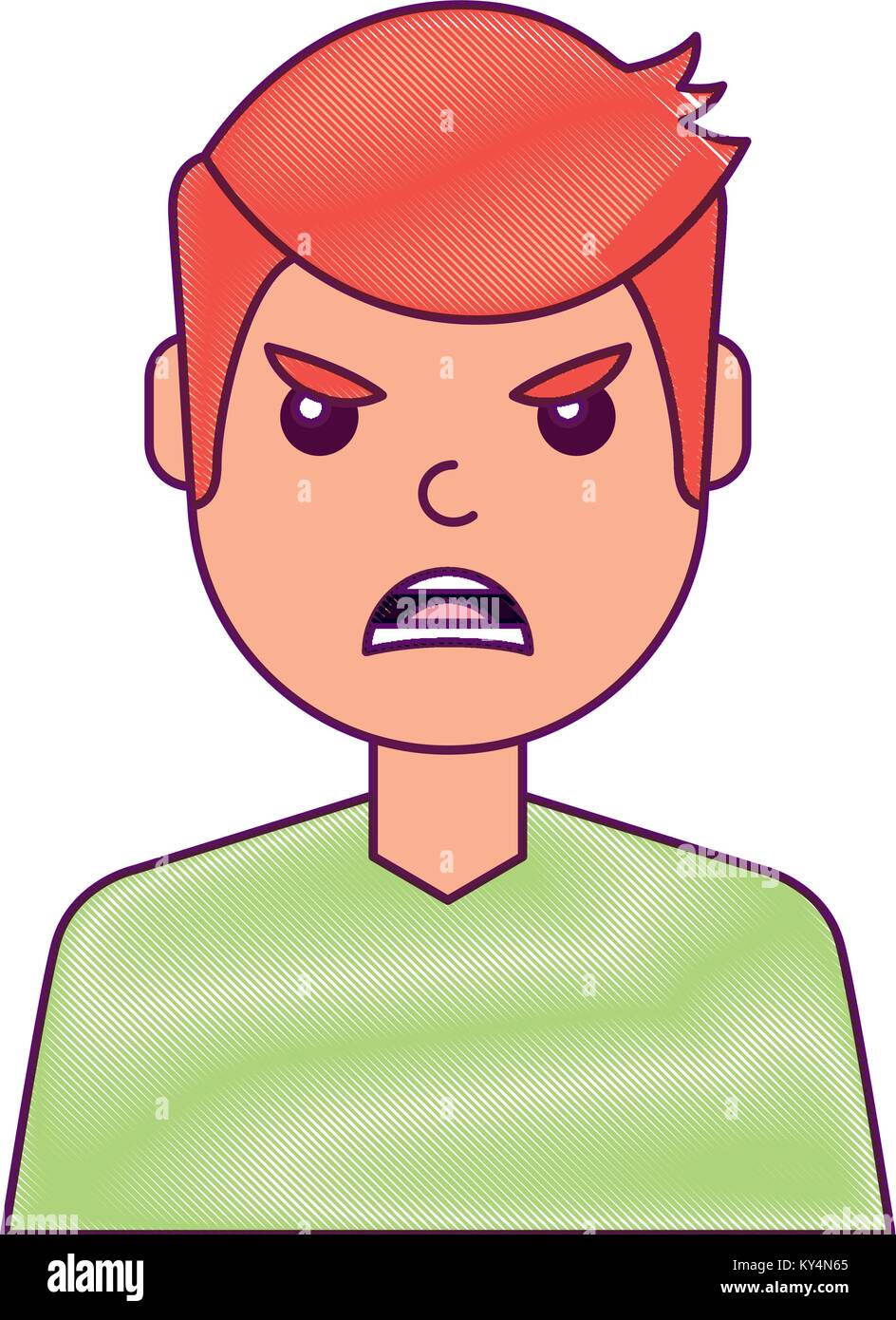 portrait man face angry expression cartoon vector illustration Stock ...