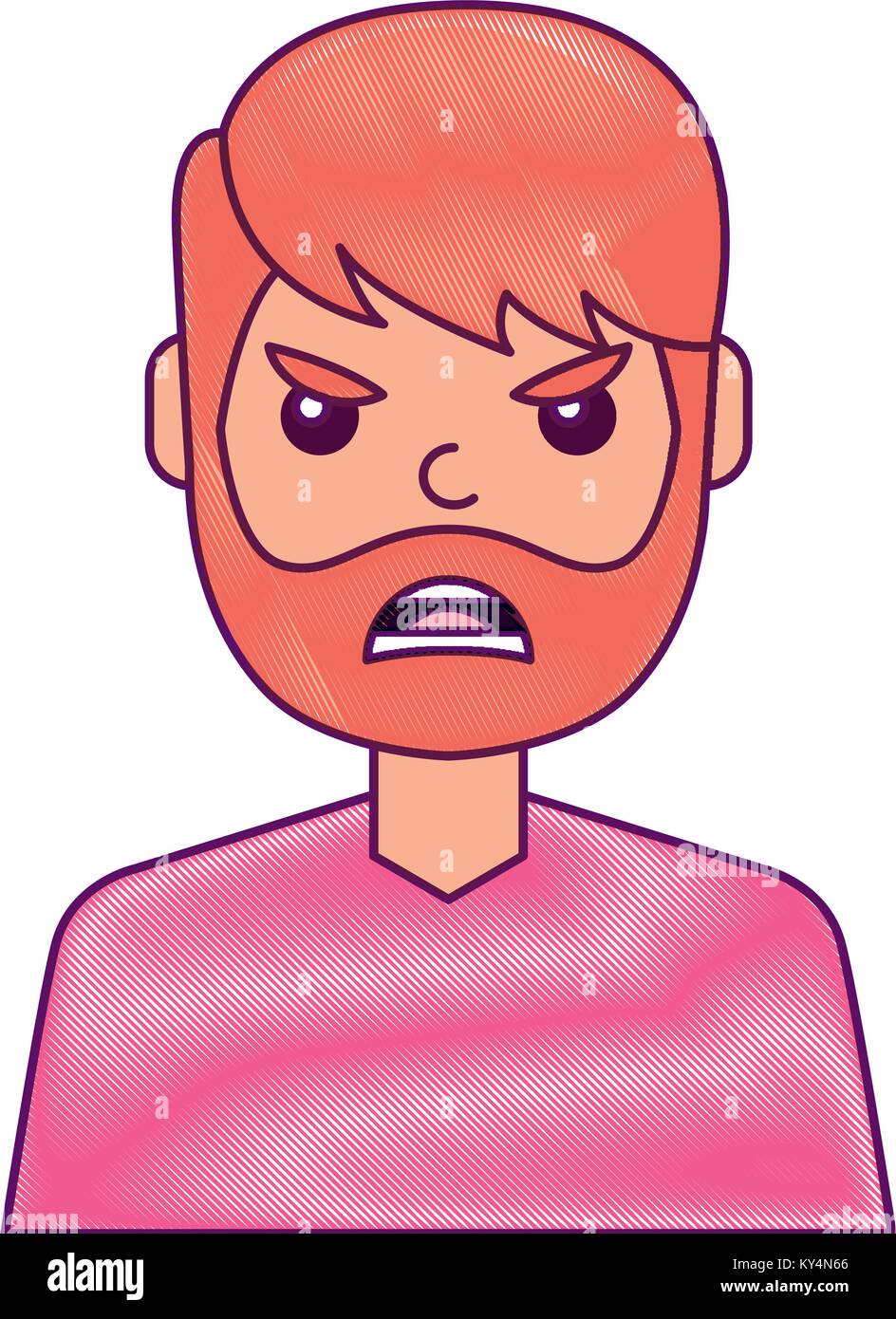 portrait man face angry expression cartoon vector illustration Stock ...