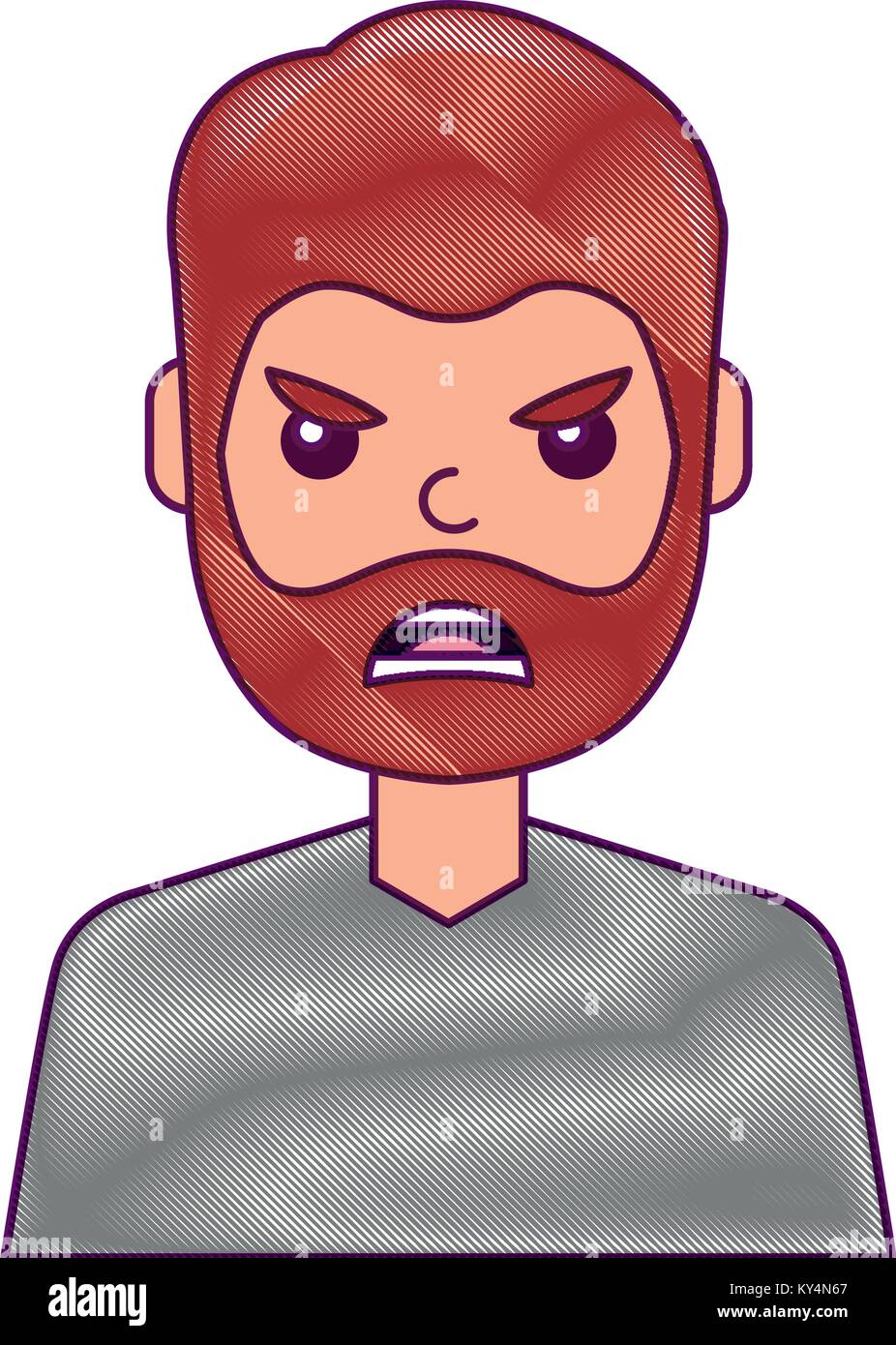 portrait man face angry expression cartoon vector illustration Stock ...