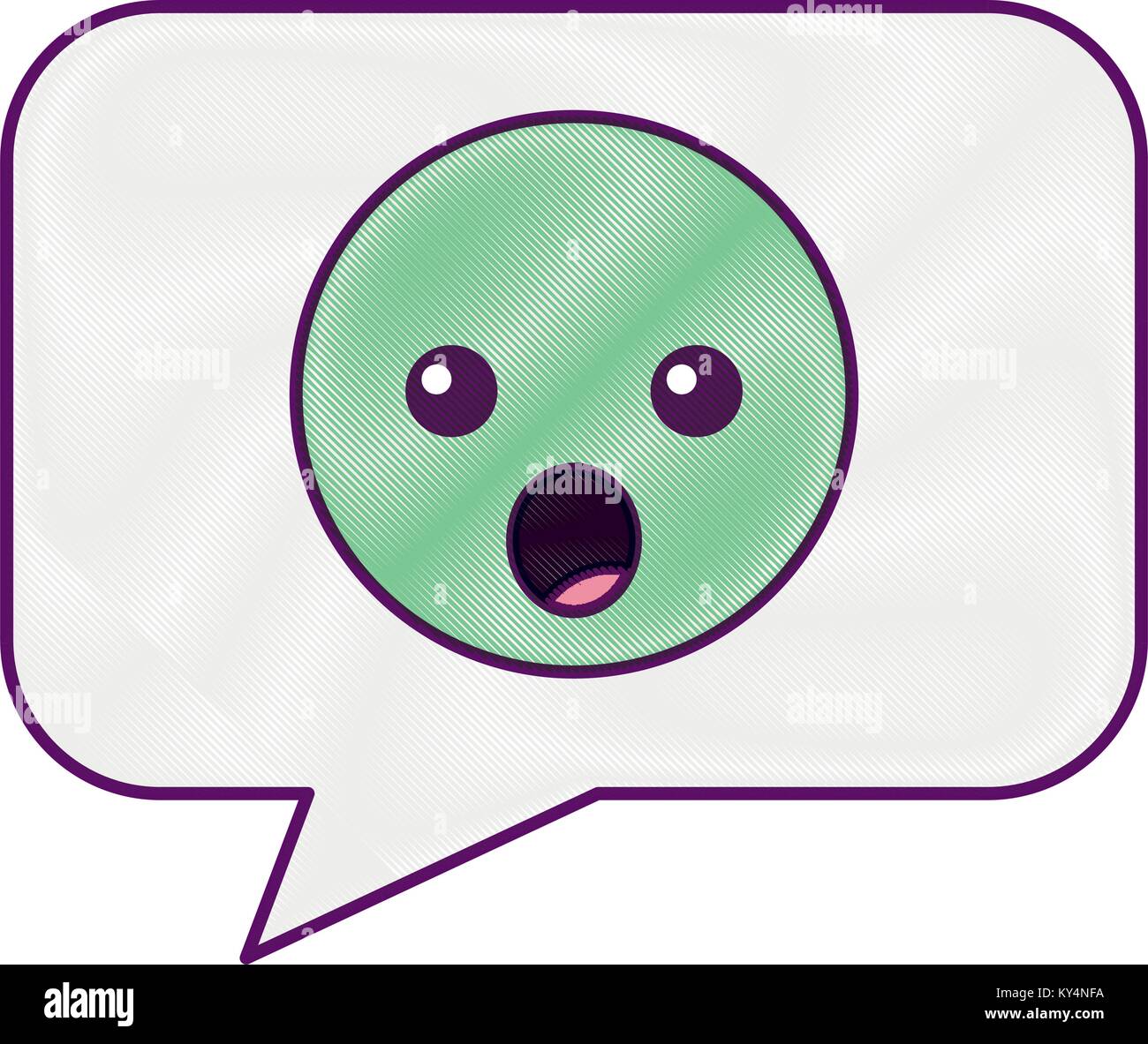 speech bubble and surprised emoticon vector illustration Stock Vector ...