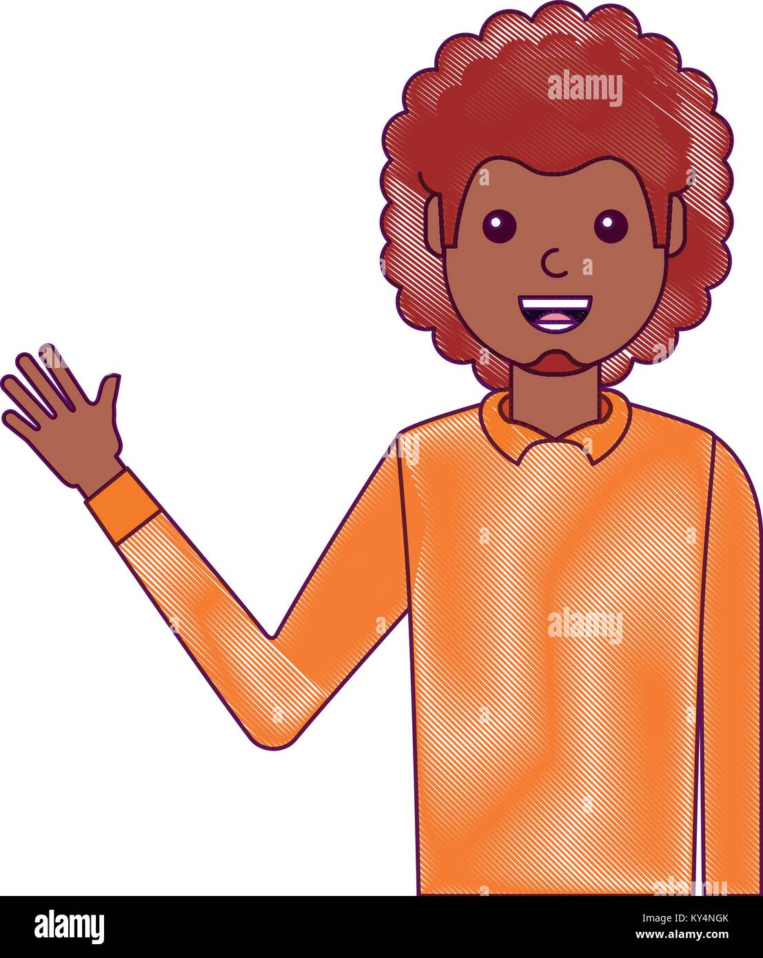 portrait man waving hand smiling character vector illustration Stock ...