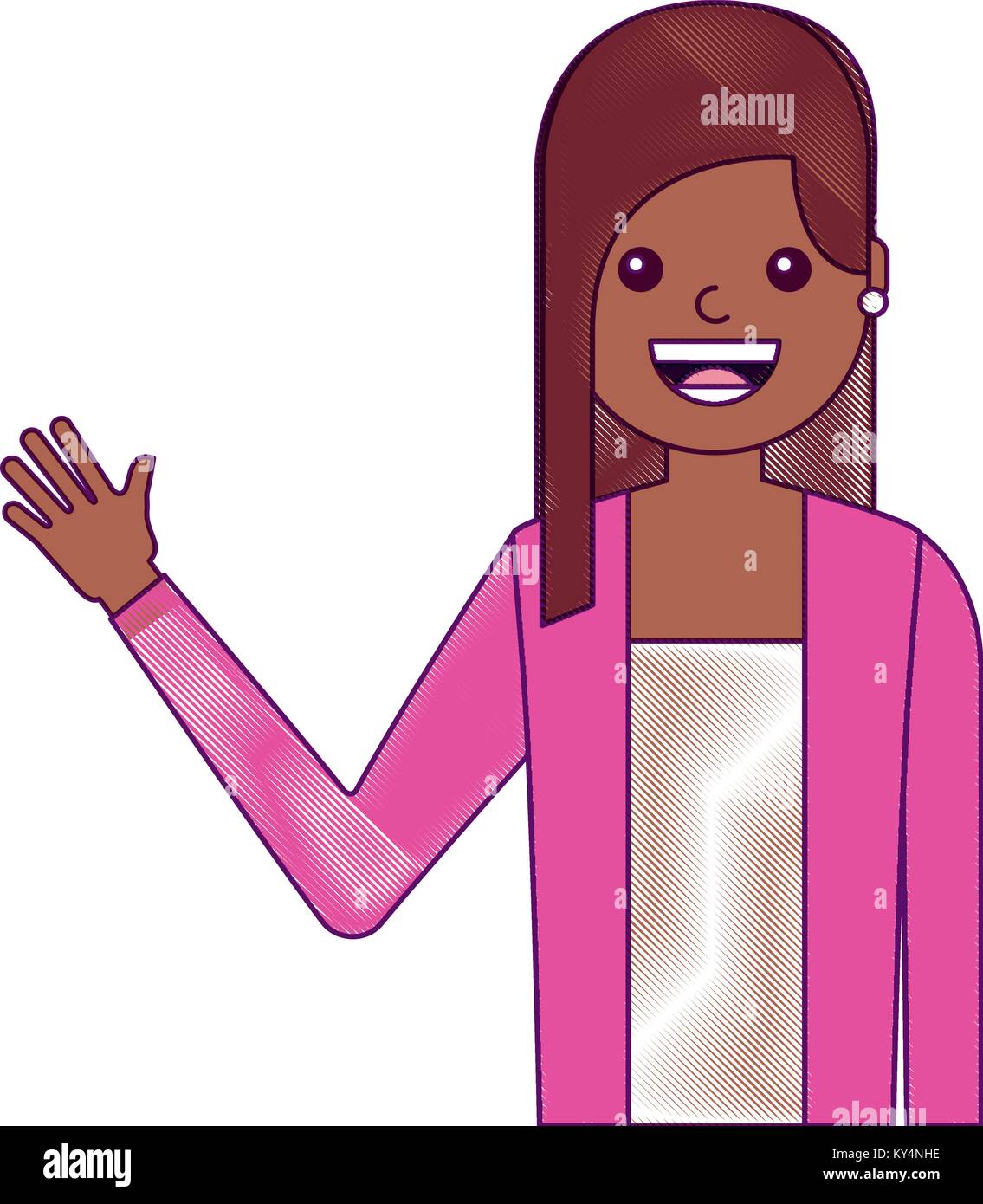 Woman waving hand drawing hi-res stock photography and images - Alamy