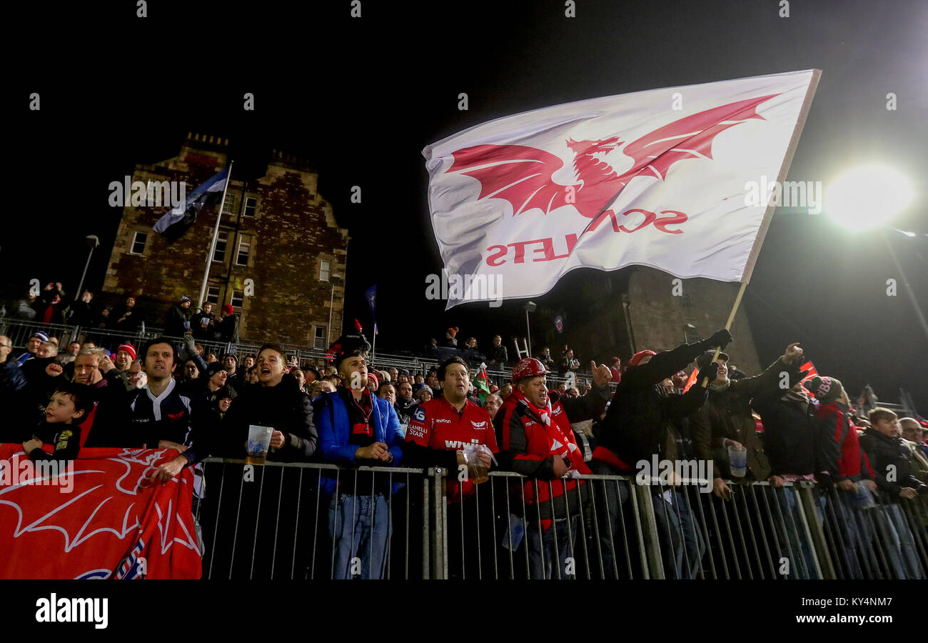 Scarlets fans celebrate their victory over Bath in the Champions Cup ...