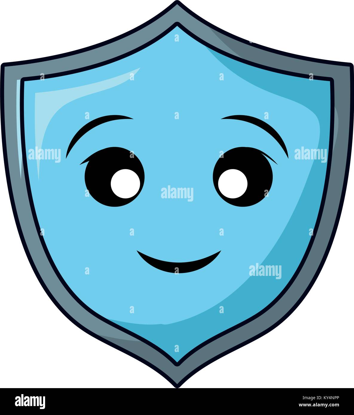 Shield security symbol smiling cartoon Stock Vector Image & Art - Alamy