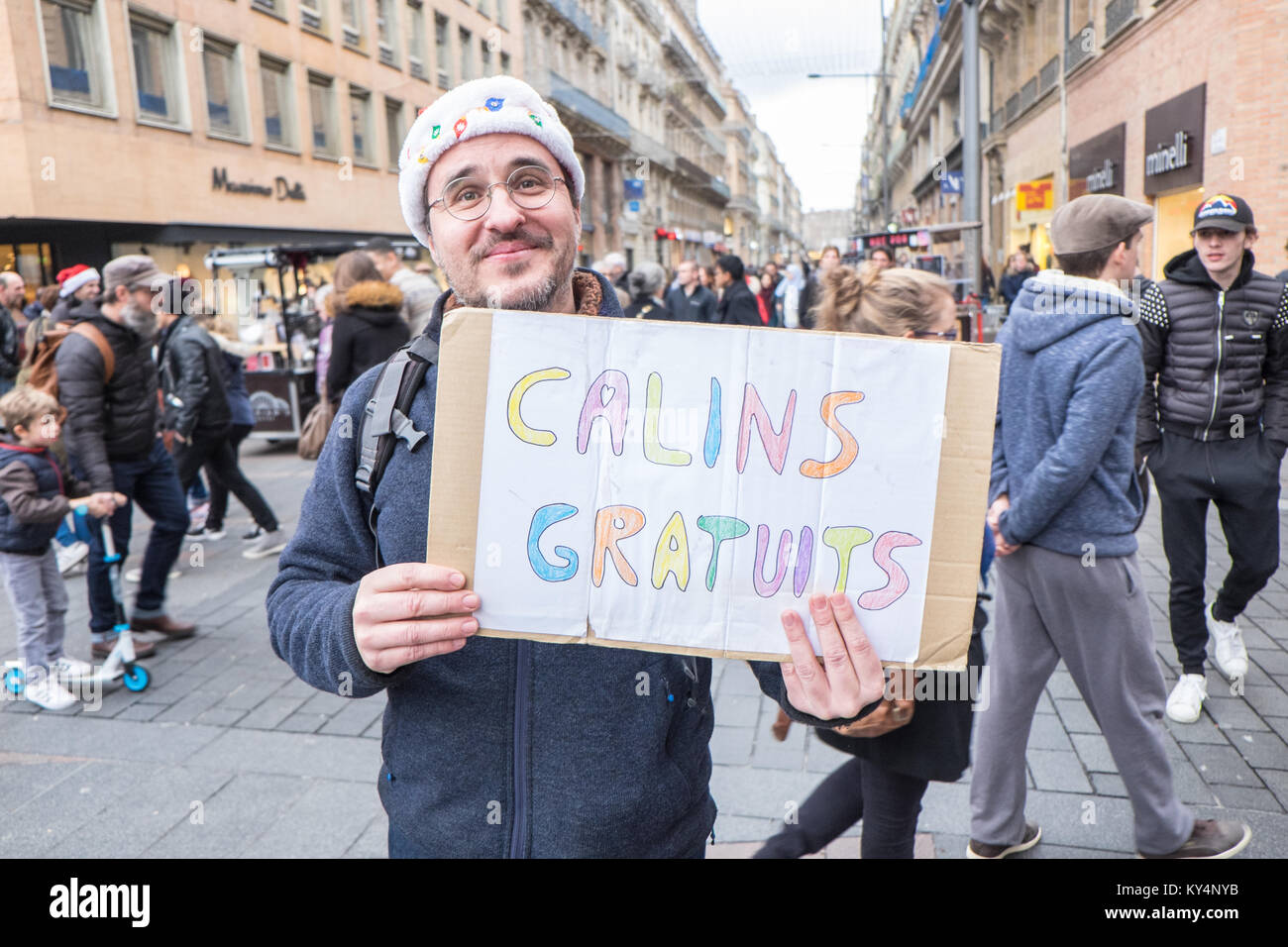 Free,hugs,free hugs,given,out,to,public,at,Place du Capitole,Toulouse ...