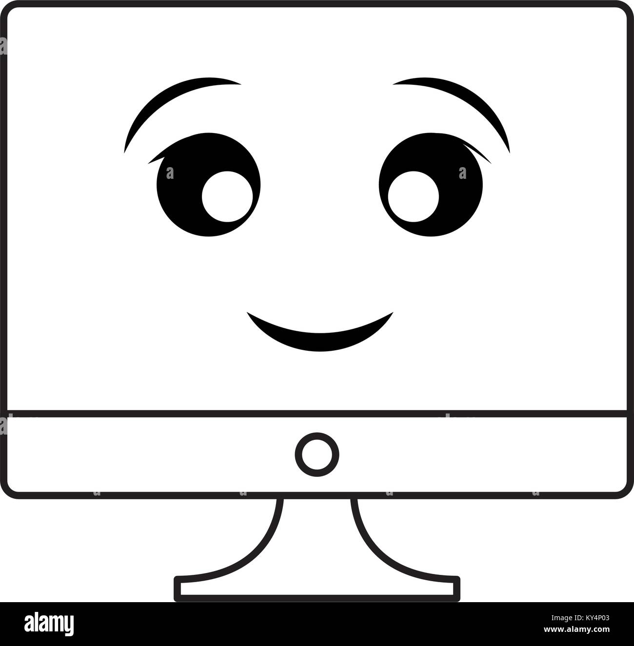 Computer screen technology smiling cartoon Stock Vector Image & Art - Alamy