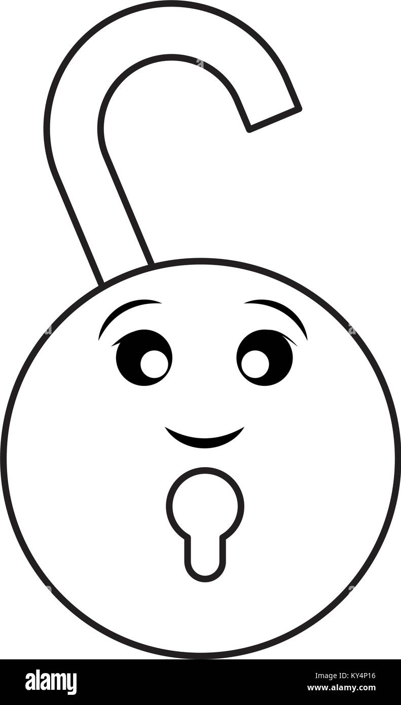 Padlock unlocked symbol smiling cartoon smiling cartoon Stock Vector ...