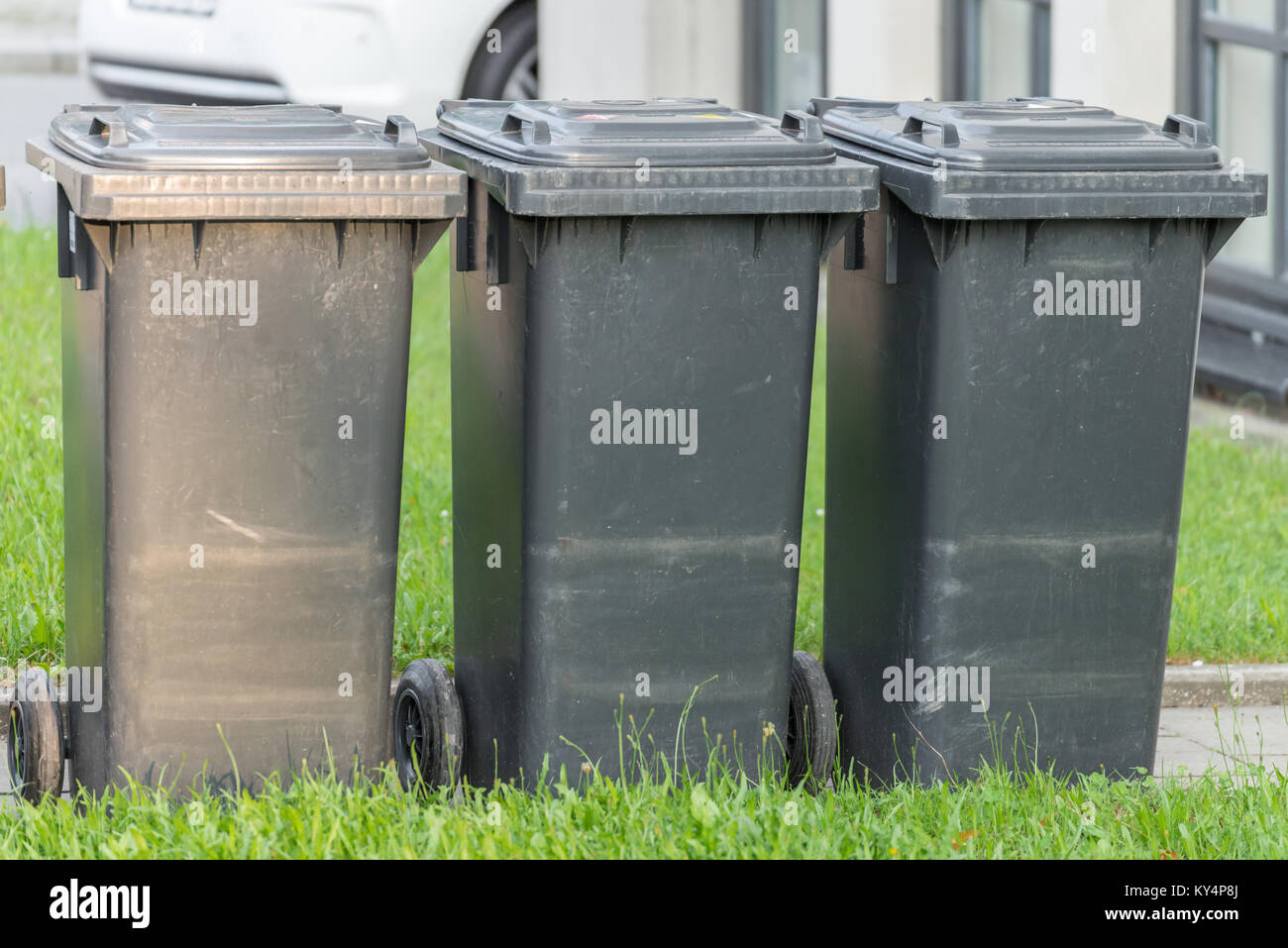Some waste barrel at the roadside Stock Photo - Alamy
