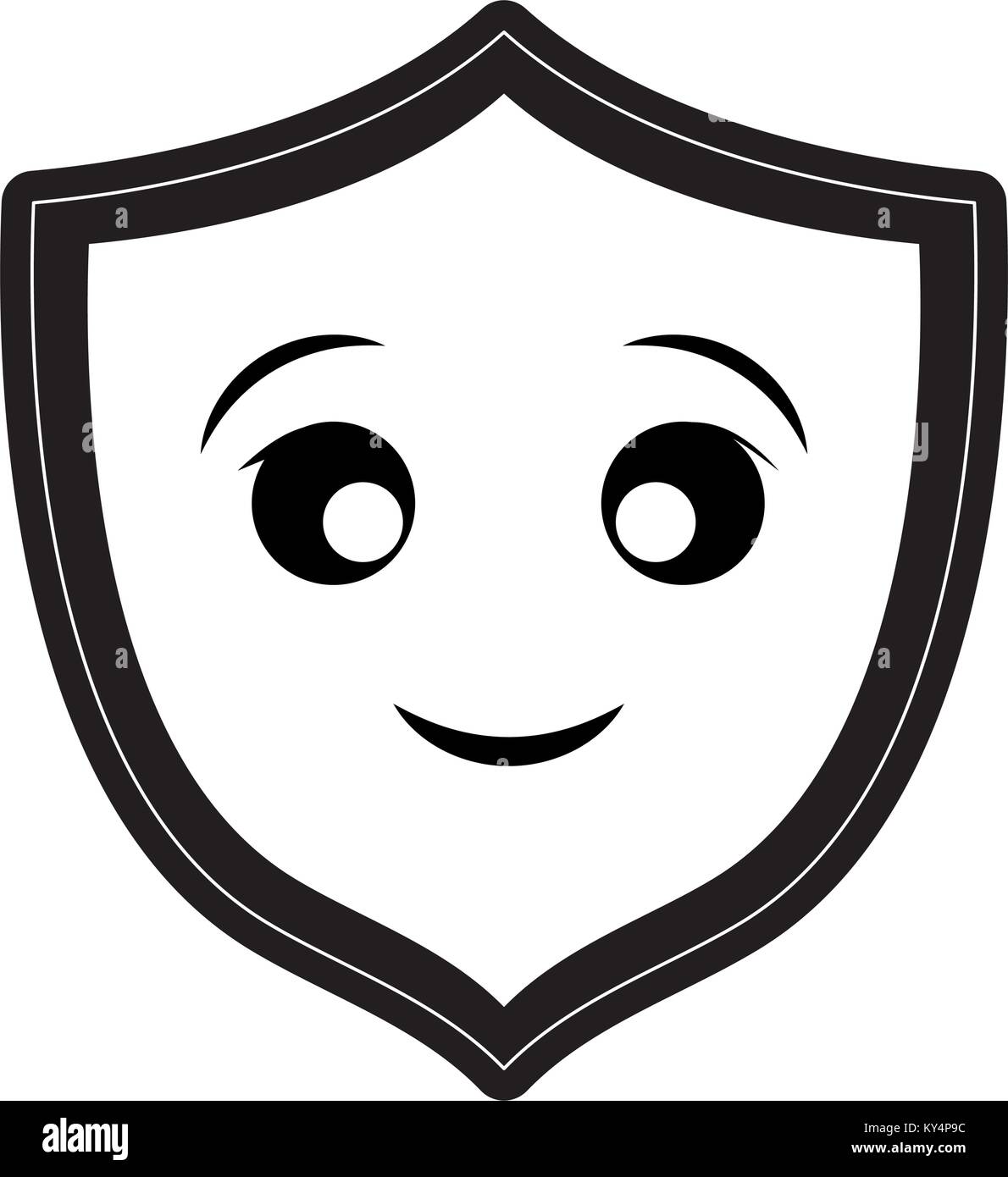 Shield security symbol smiling cartoon Stock Vector Image & Art - Alamy