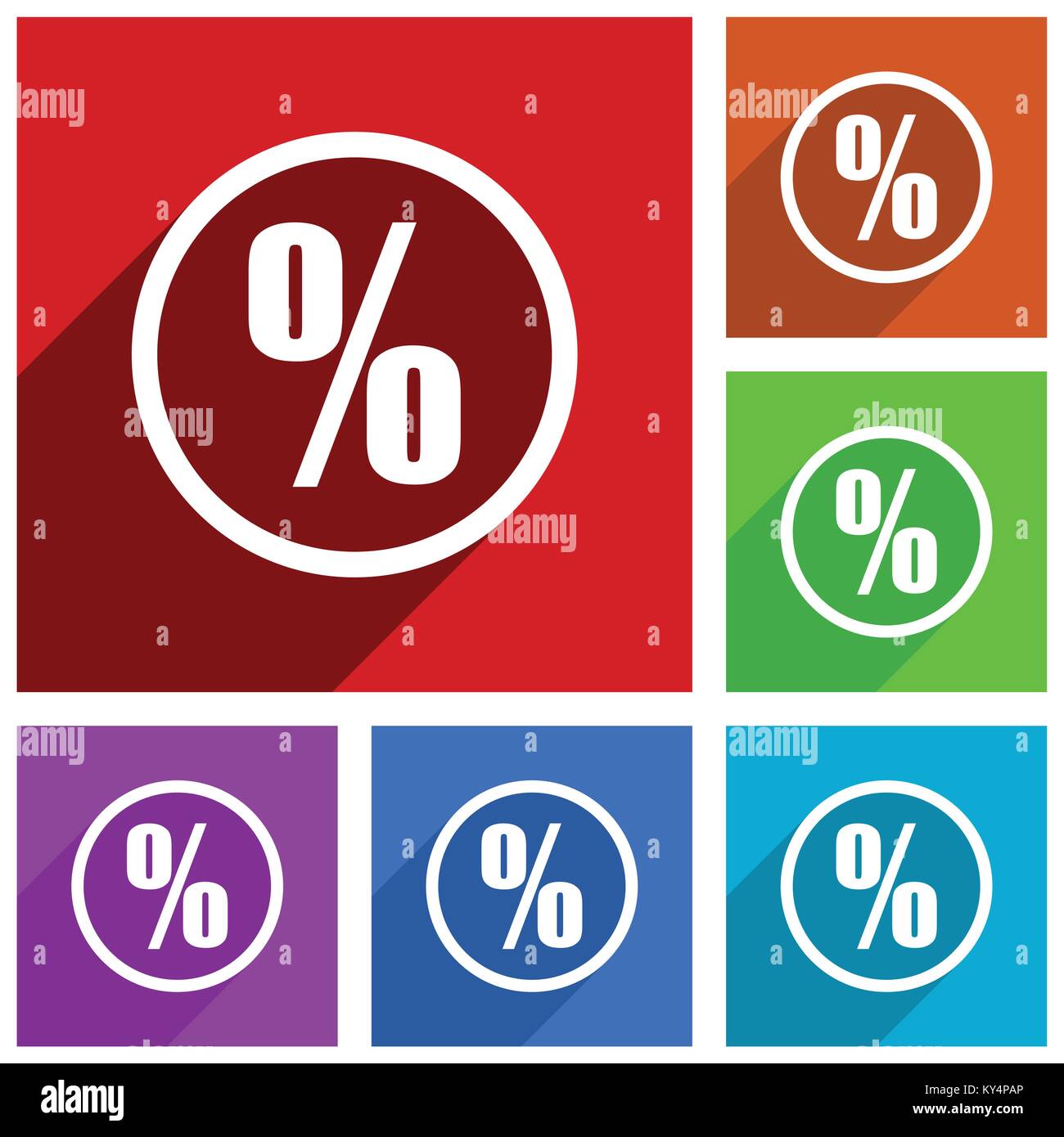 Percent vector icons. Sales flat design colorful illustrations for web ...