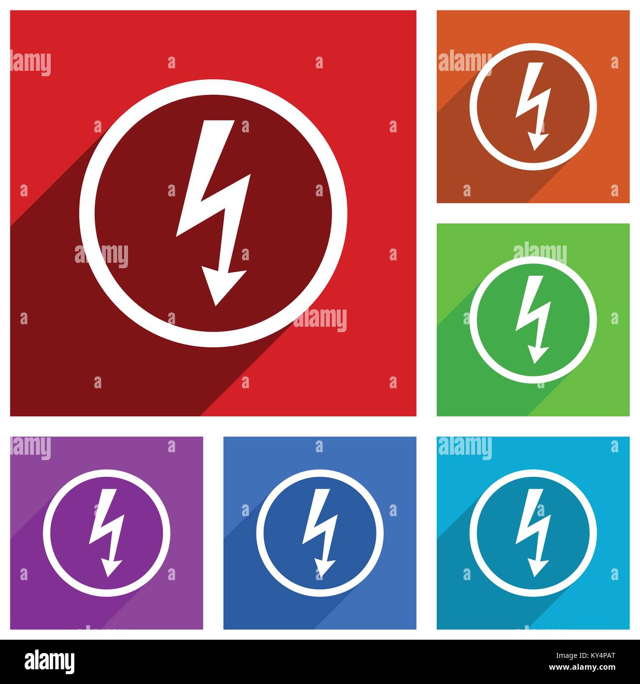 Bolt vector icons. Electricity flat design colorful illustrations for ...