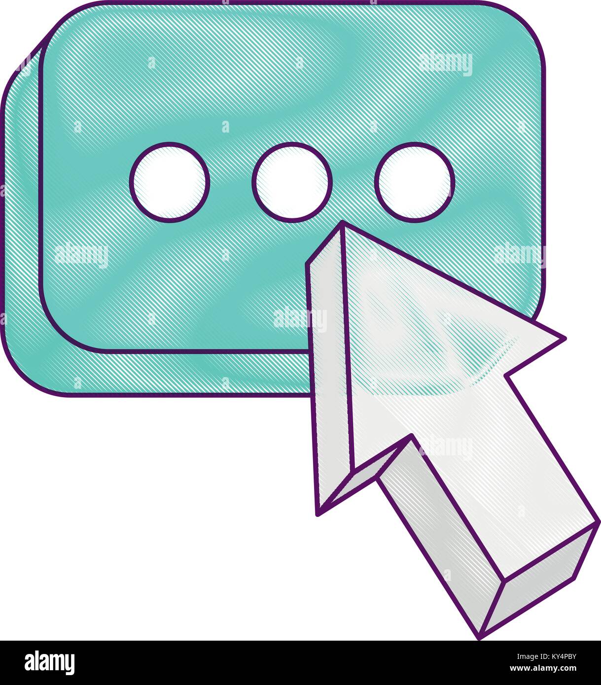 arrow cursor with message button icon vector illustration line design ...