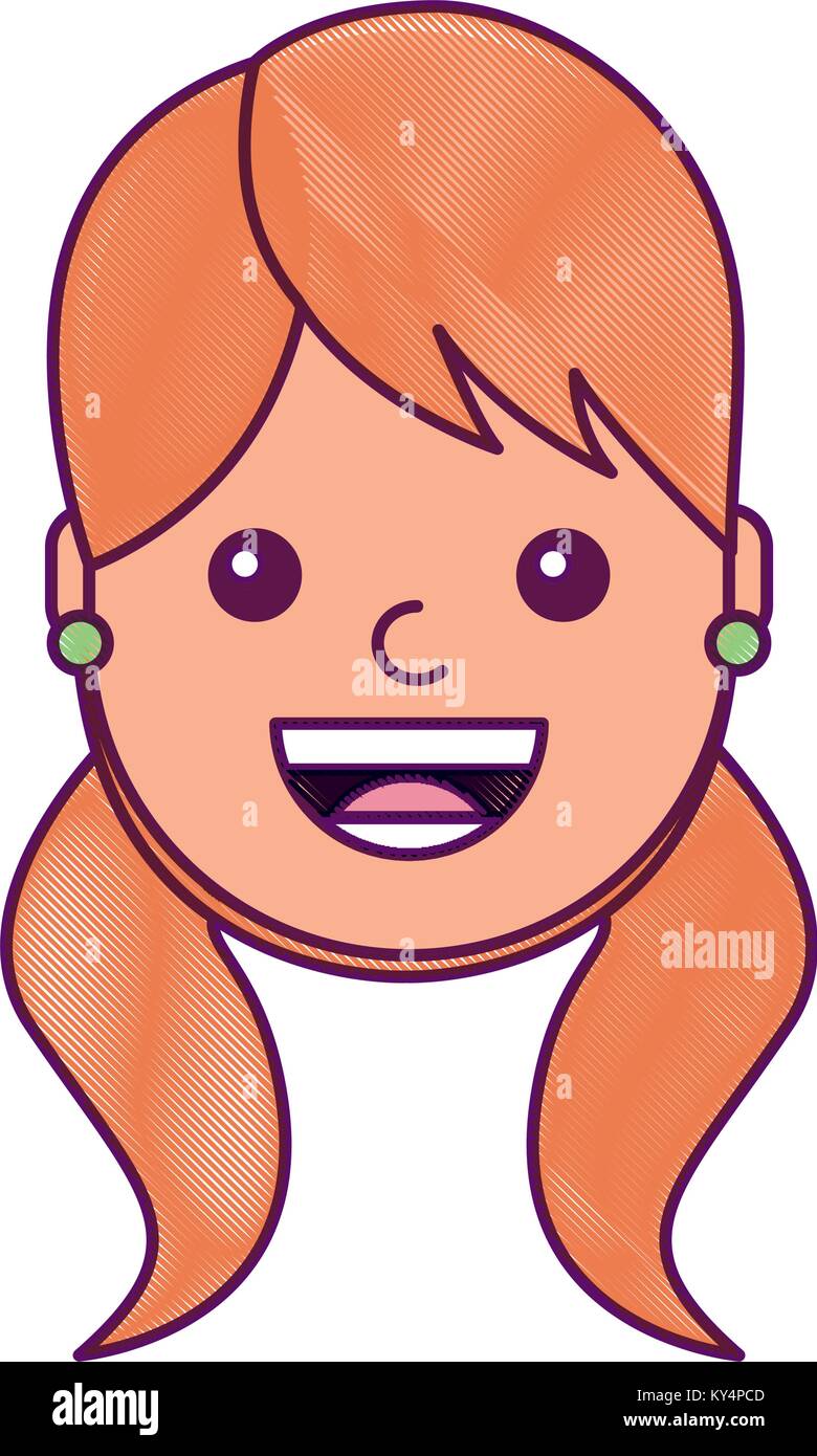 woman face smiling happy expression image vector illustration drawing ...