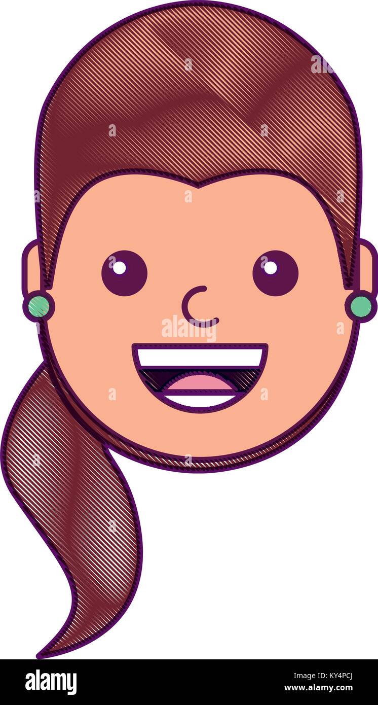 woman face smiling happy expression image vector illustration drawing ...