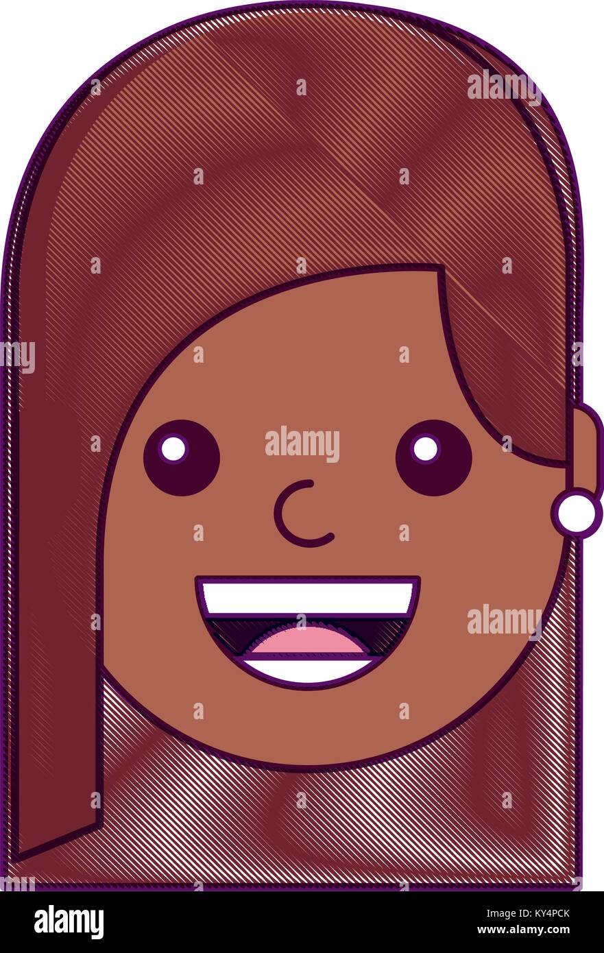 woman face smiling happy expression image vector illustration drawing ...