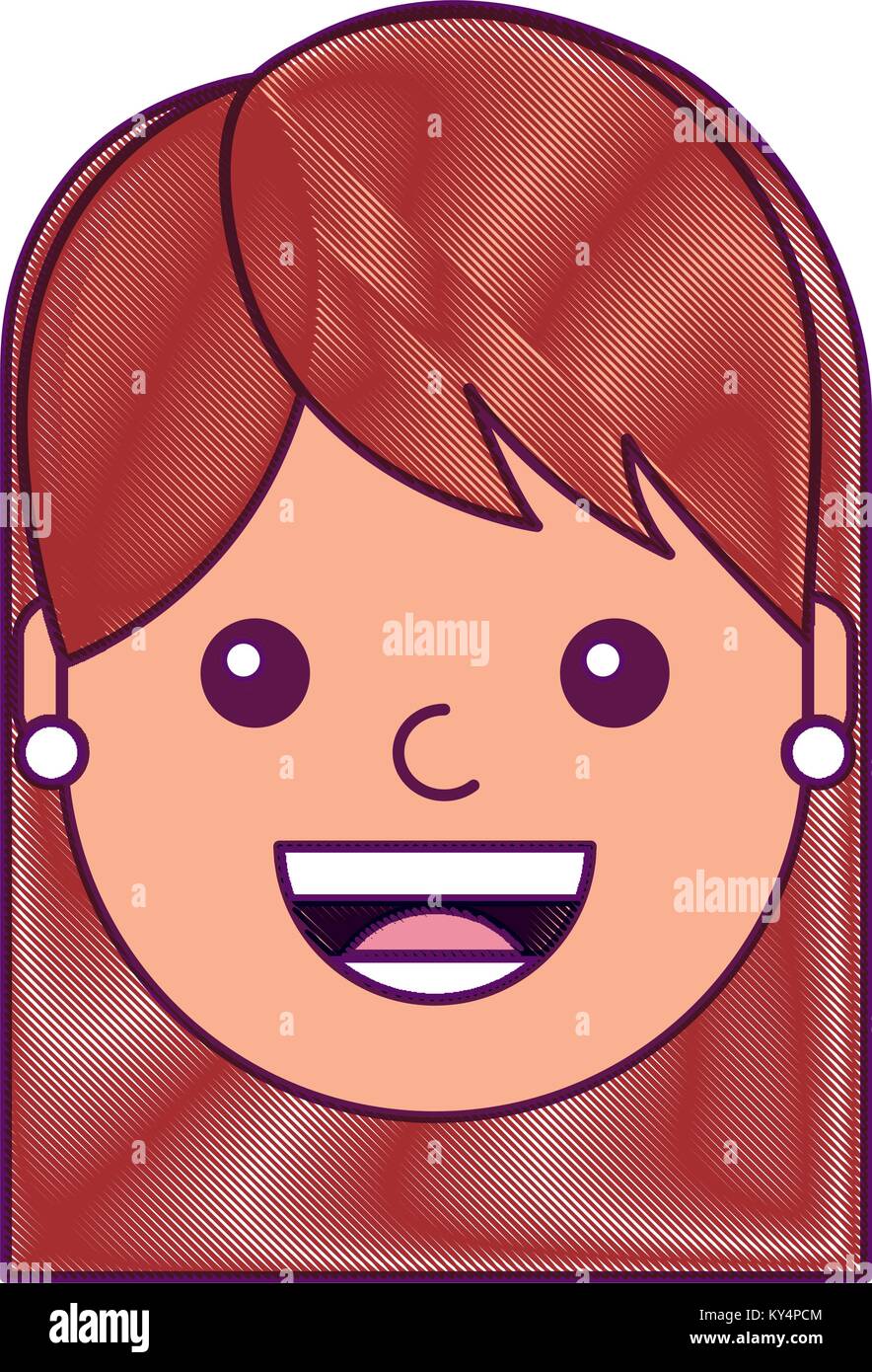 woman face smiling happy expression image vector illustration drawing ...