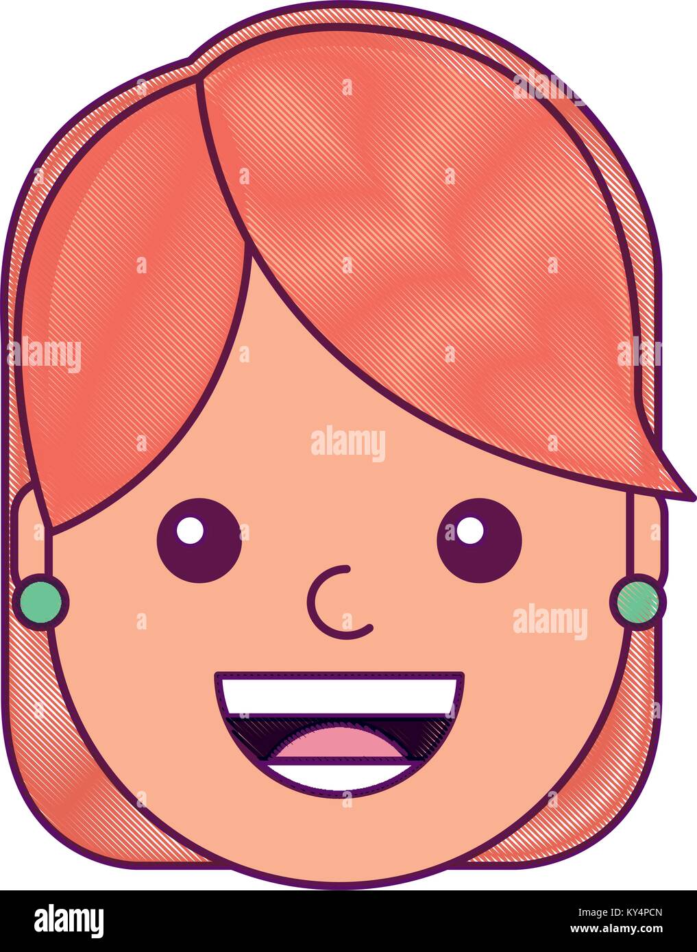 woman face smiling happy expression image vector illustration drawing ...