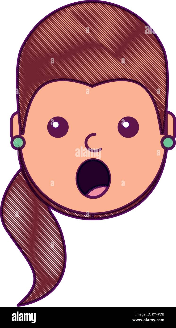 surprised young woman face expression facial vector illustration ...