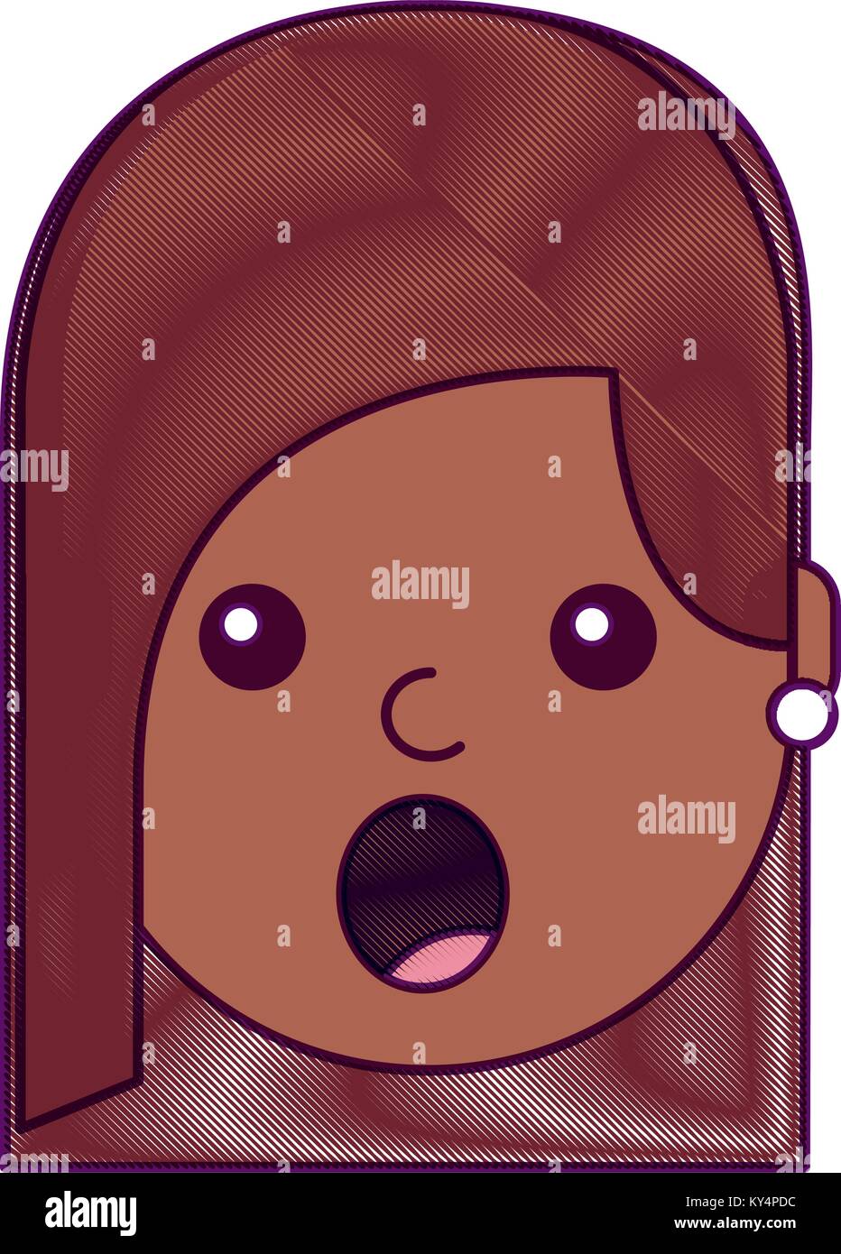 surprised young woman face expression facial vector illustration ...