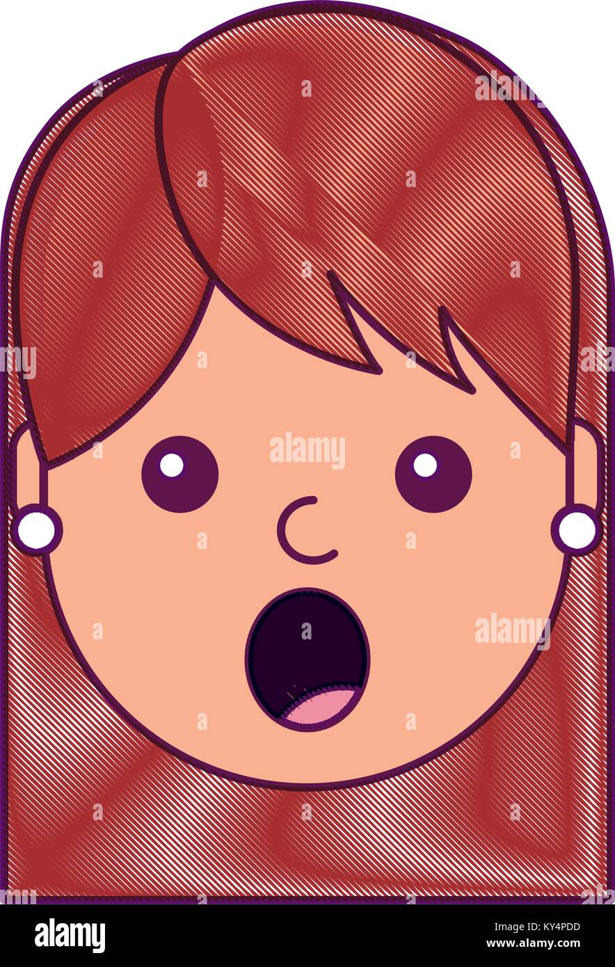surprised young woman face expression facial vector illustration ...