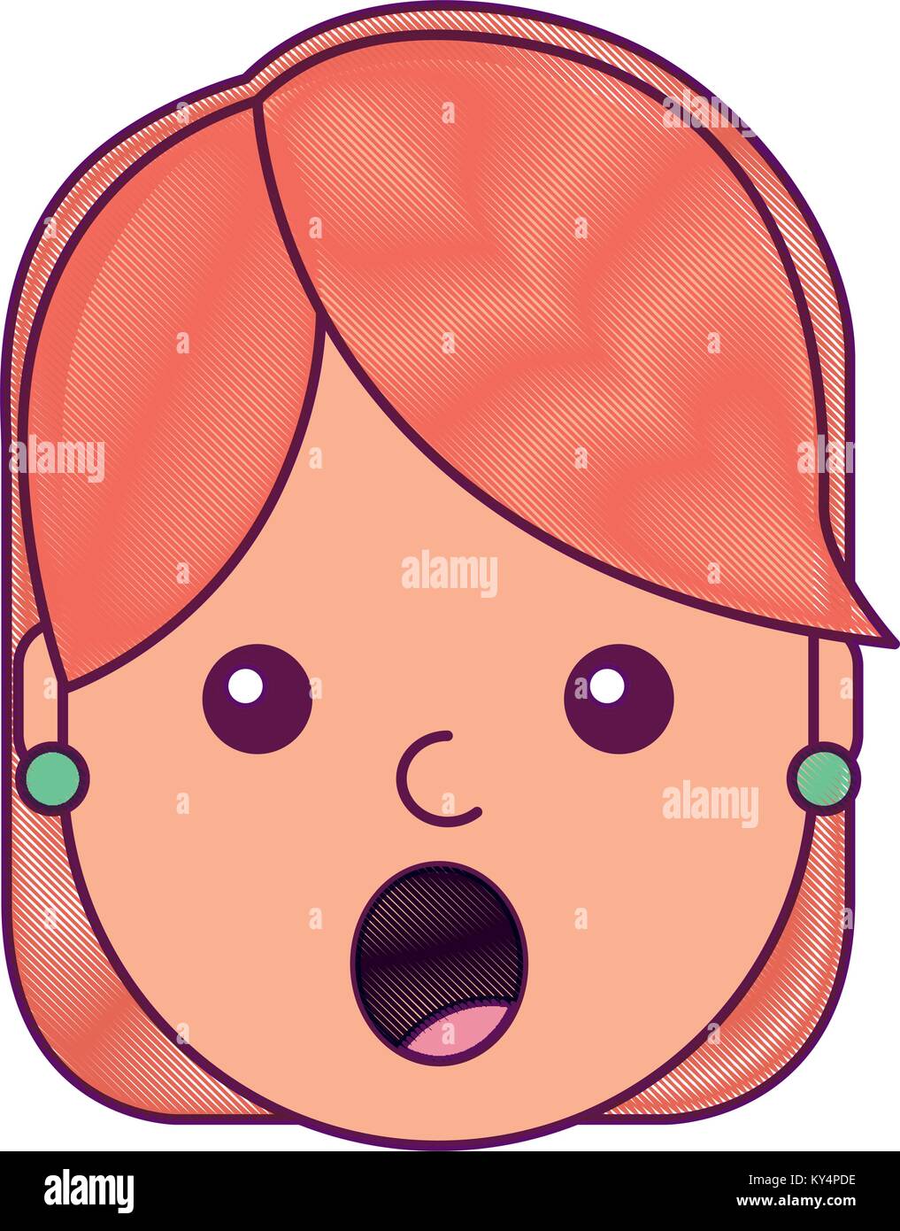 surprised young woman face expression facial vector illustration ...