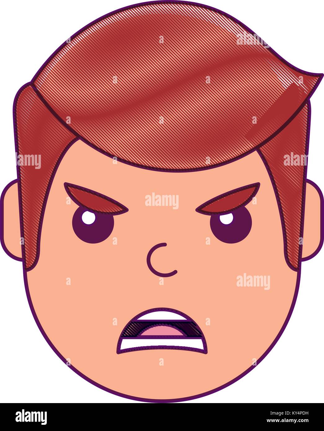 young man face angry expression cartoon vector illustration drawing ...