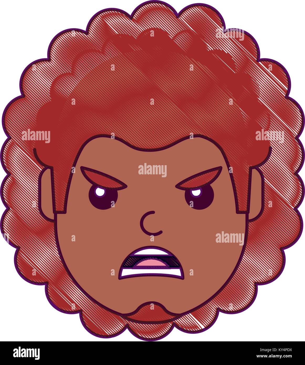 young man face angry expression cartoon vector illustration drawing ...