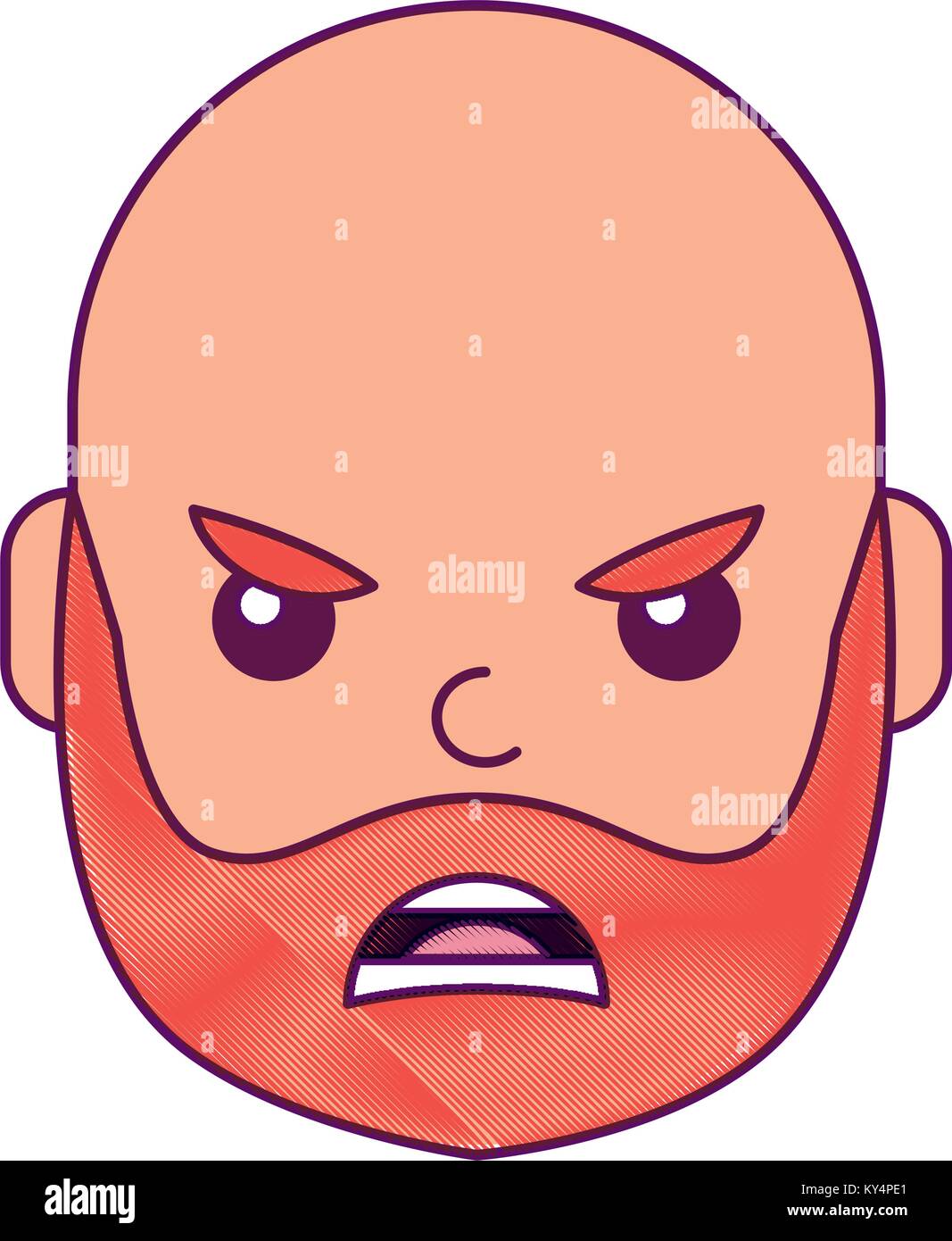 young man face angry expression cartoon vector illustration drawing ...