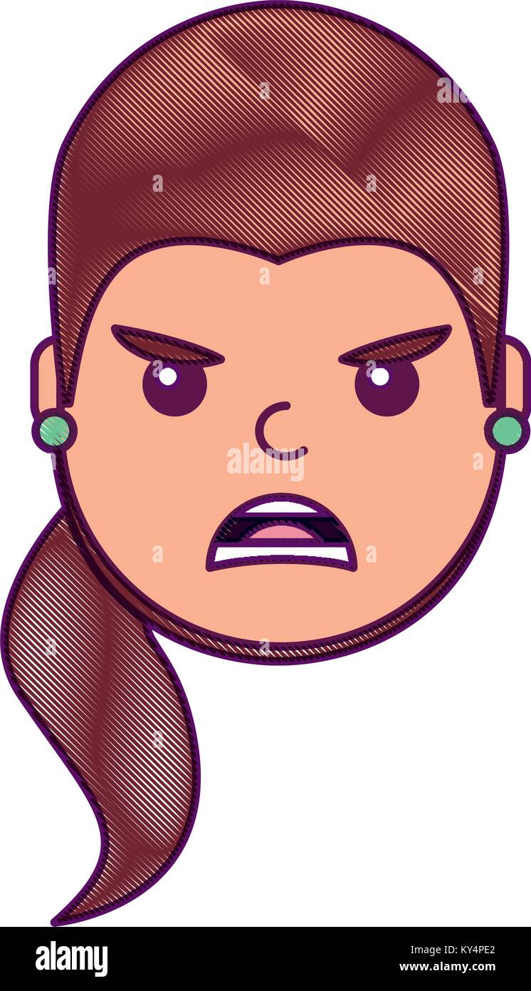 pretty woman angry frustrated facial expression cartoon vector ...