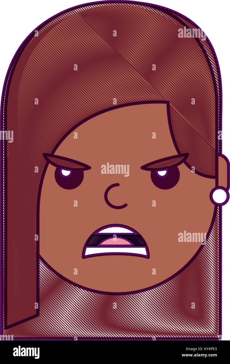 pretty woman angry frustrated facial expression cartoon vector ...