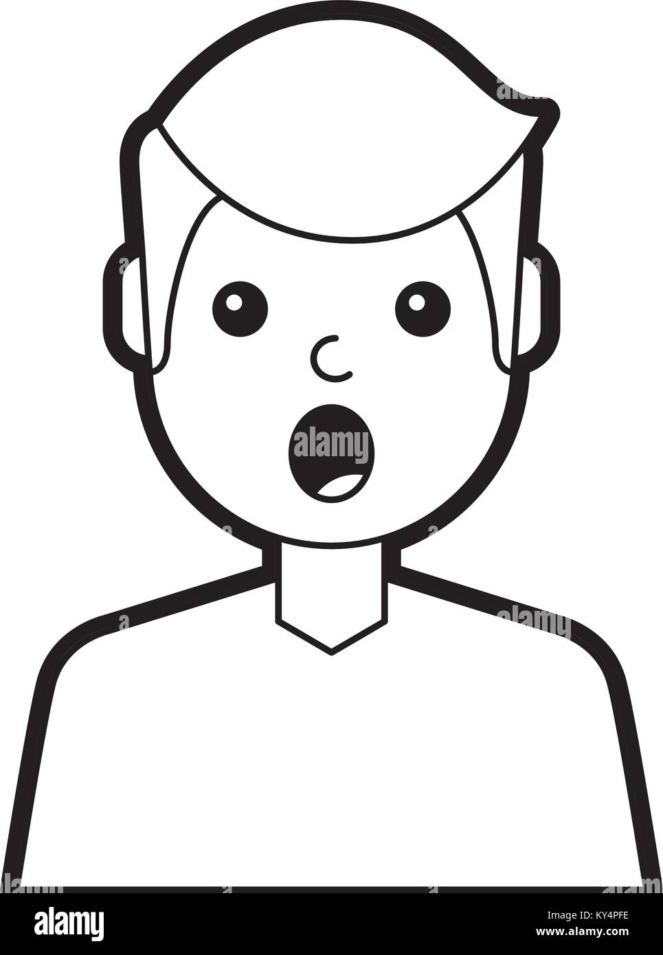 portrait surprised man face expression design illustration line design ...