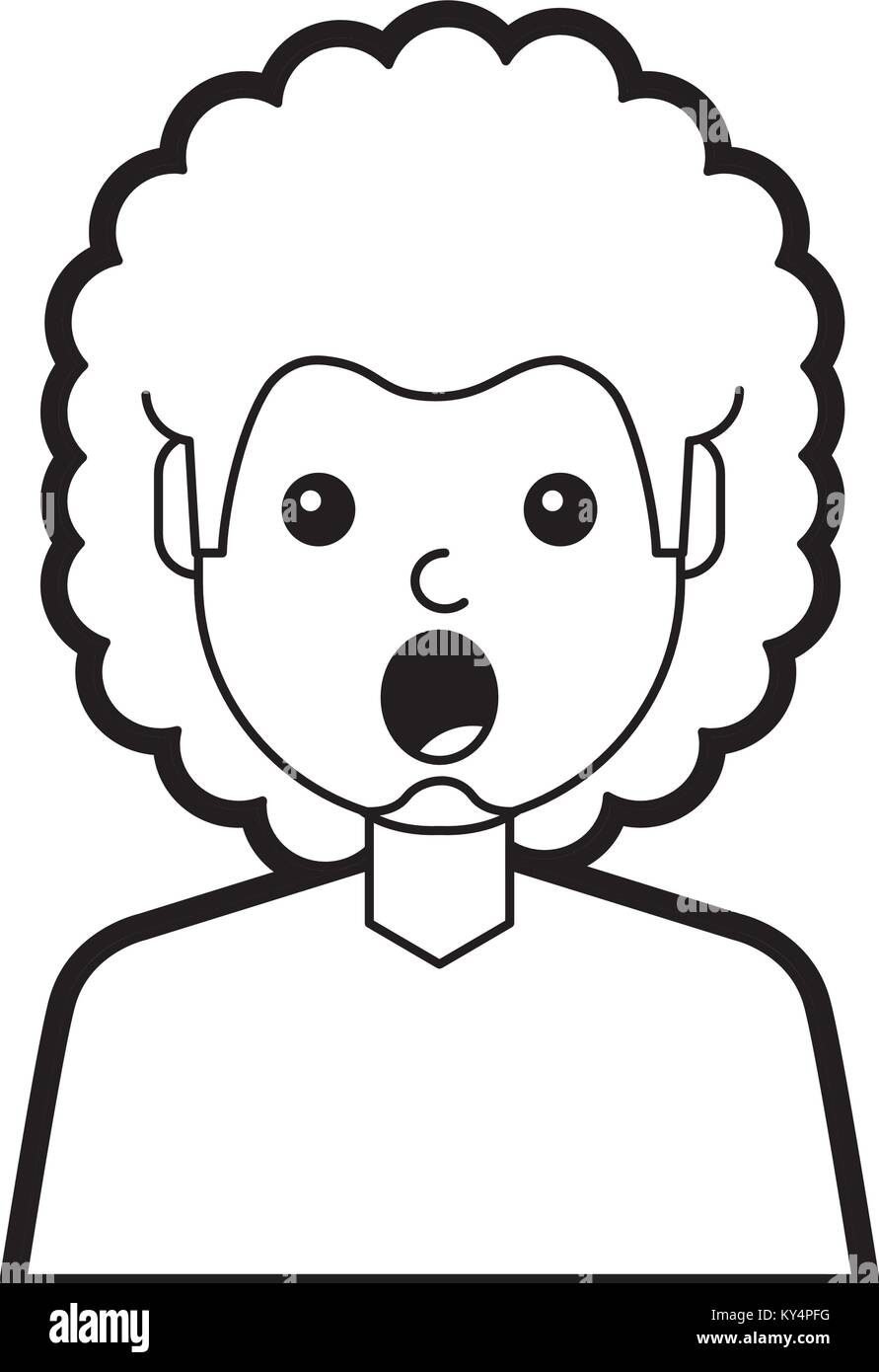 portrait surprised man face expression vector illustration line design ...