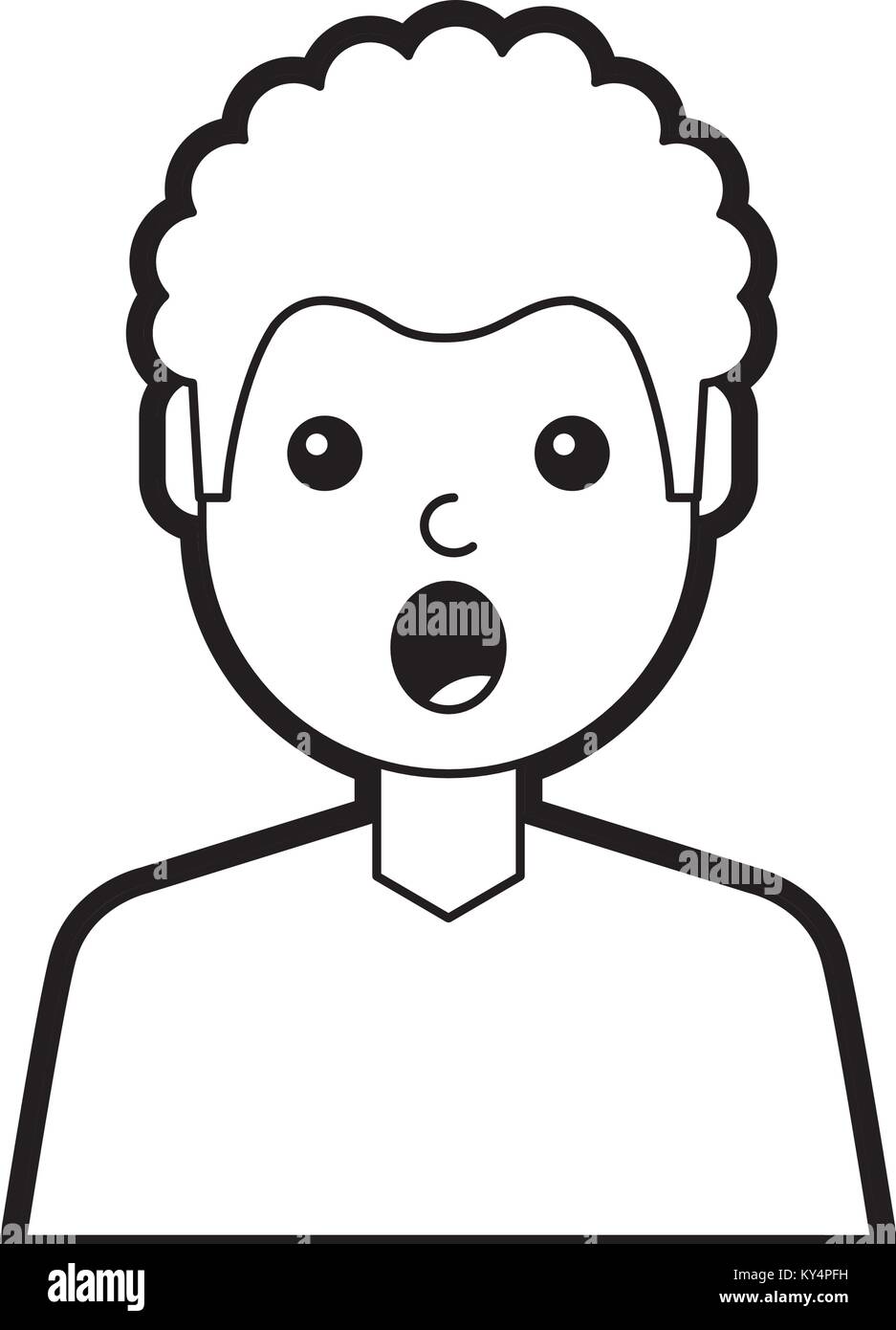 portrait surprised man face expression design illustration line design ...