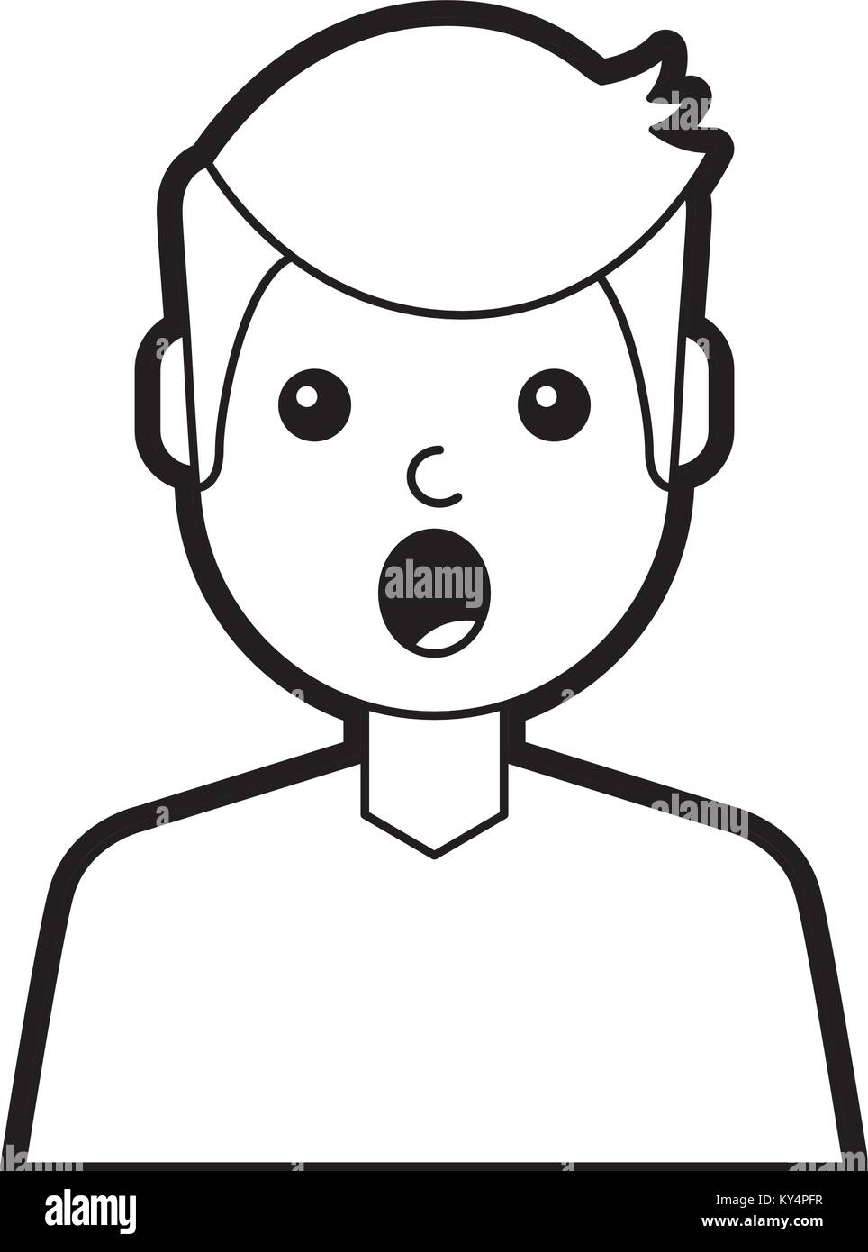 portrait surprised man face expression design illustration line design ...