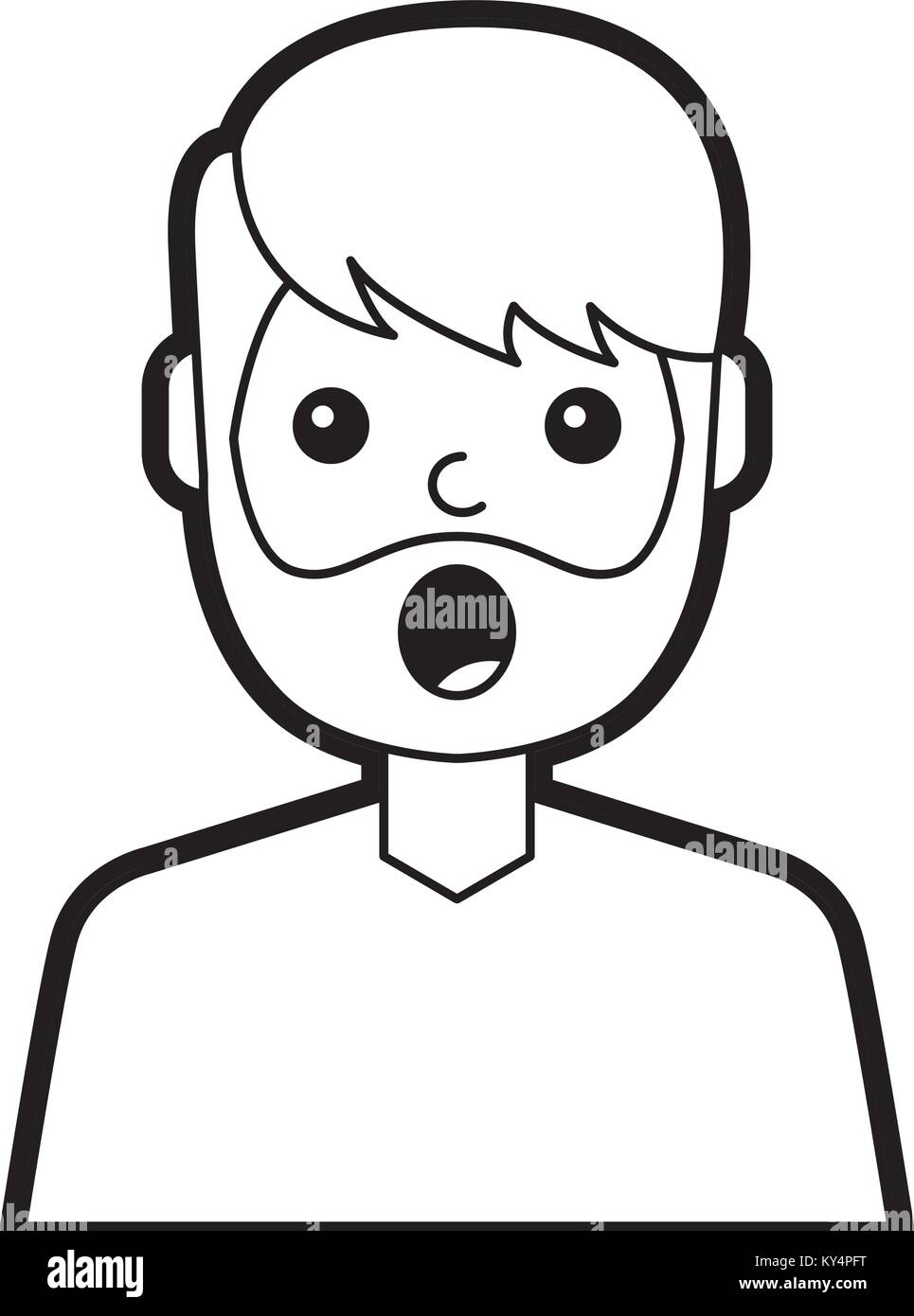 portrait surprised man face expression design illustration line design ...