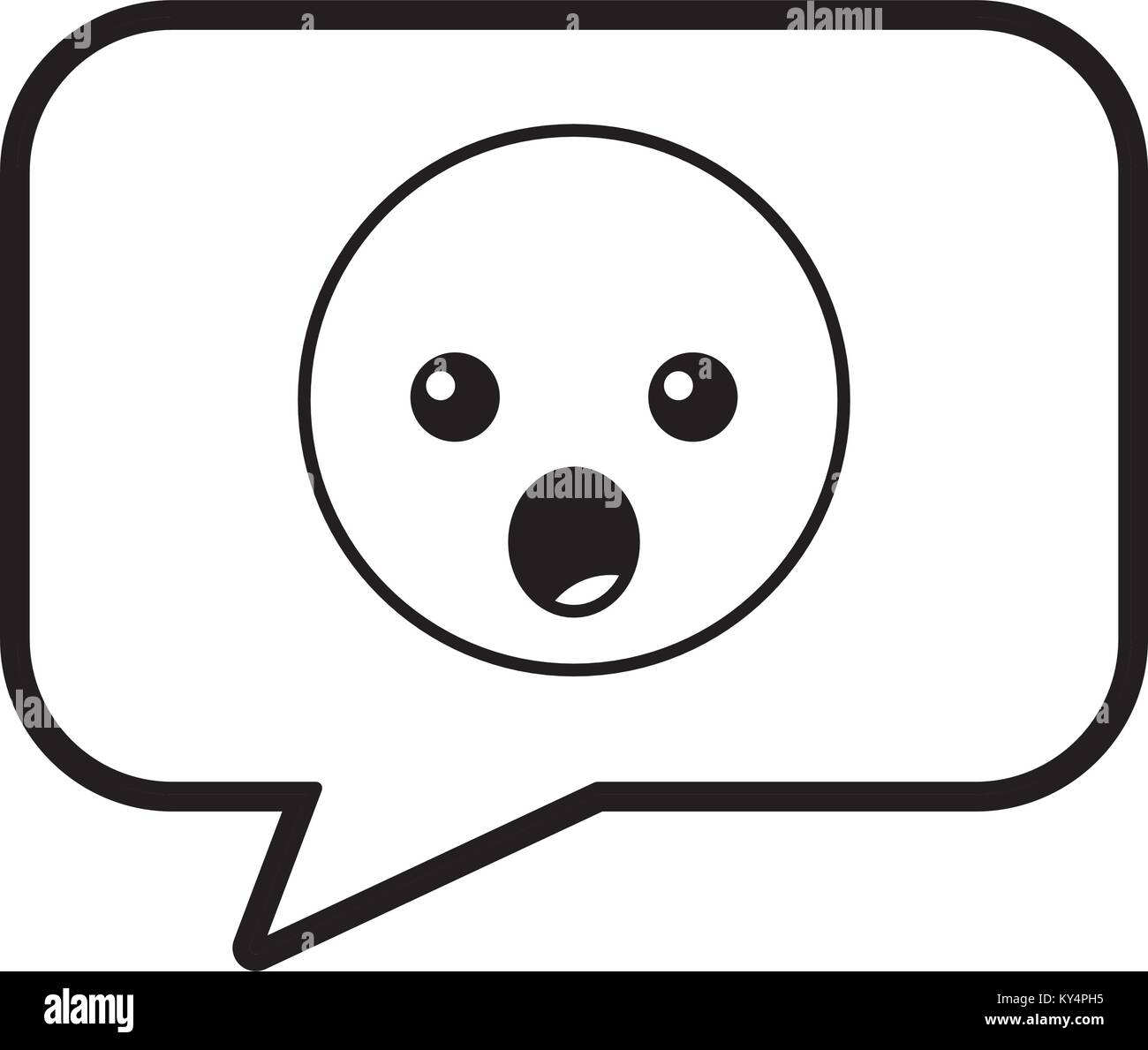 speech bubble and surprised emoticon vector illustration line design ...