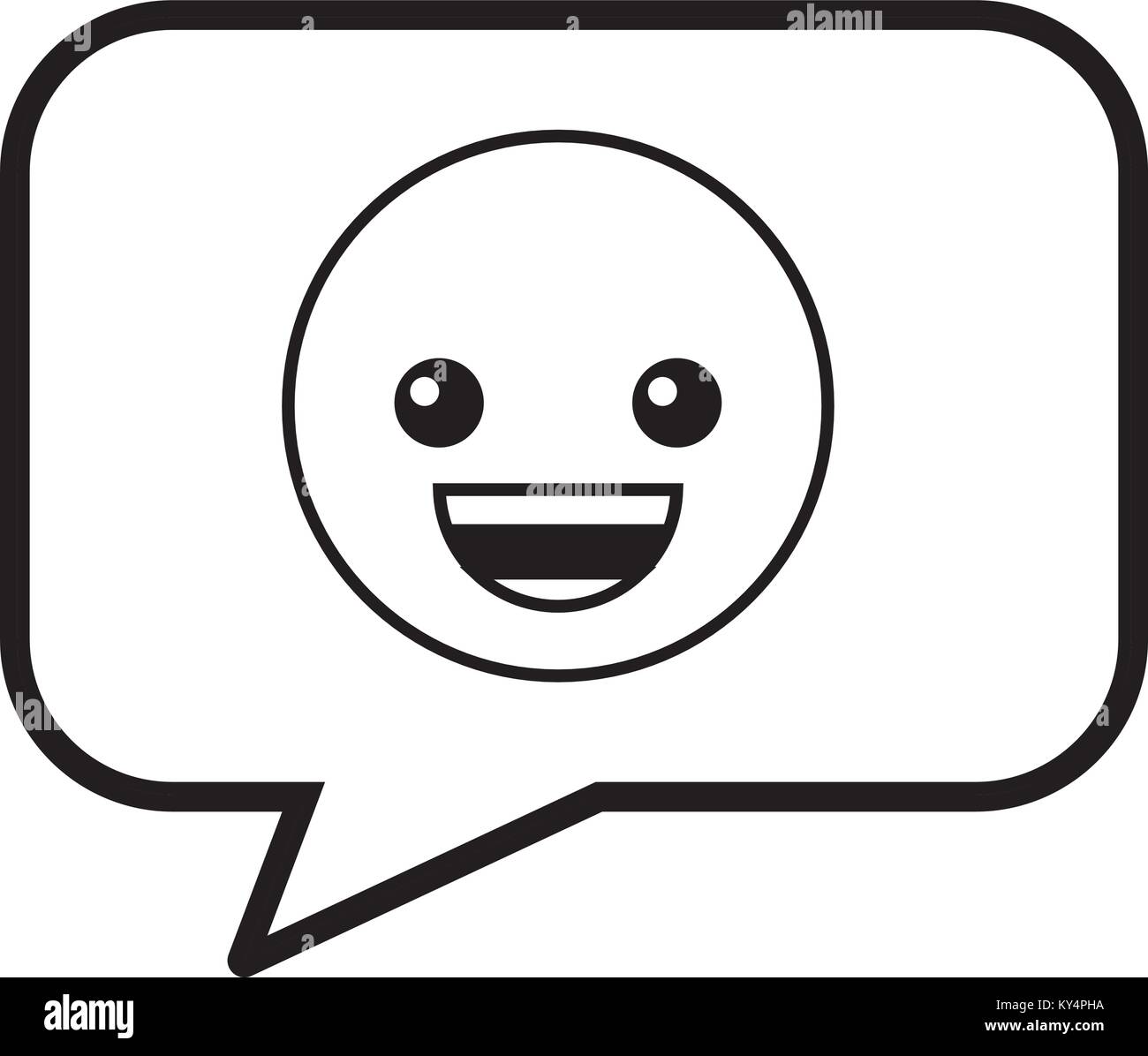 speech bubble smile emoticon face vector illustration line design Stock ...