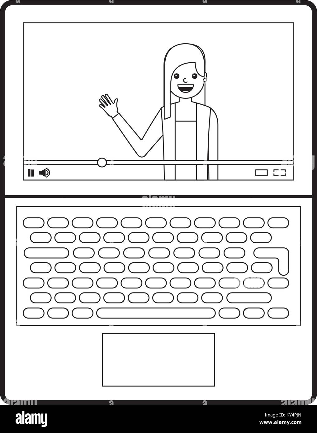 influencer waving hand video content on screen laptop vector ...