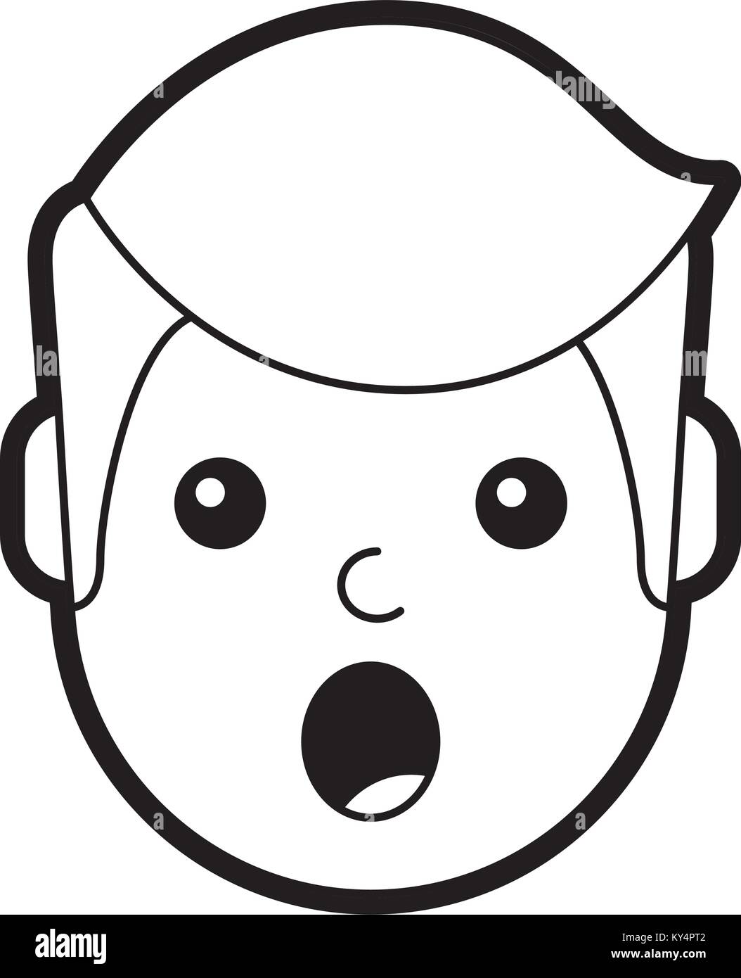 surprised man face expresion facial style vector illustration line ...