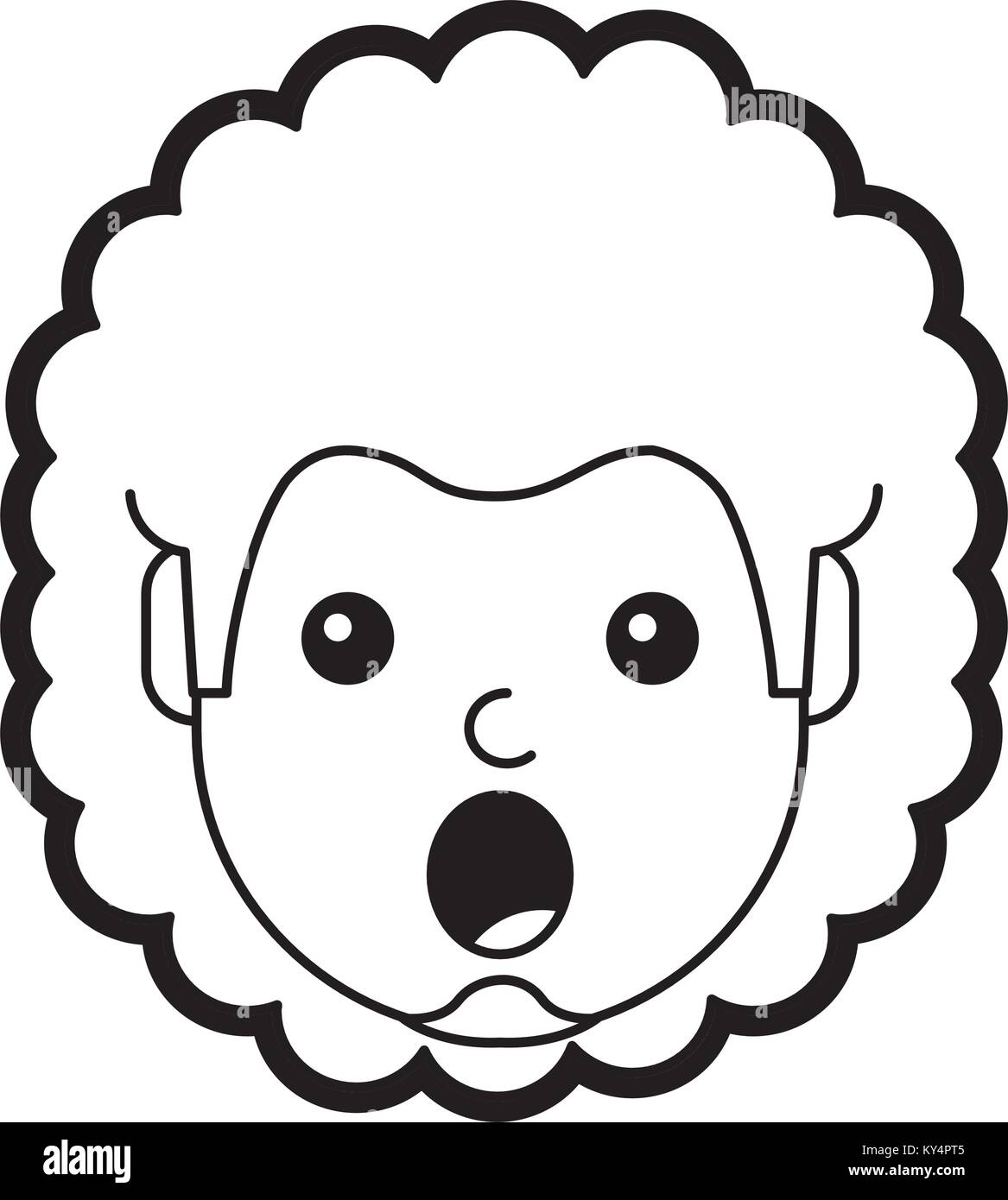 surprised man face expresion facial style vector illustration line ...