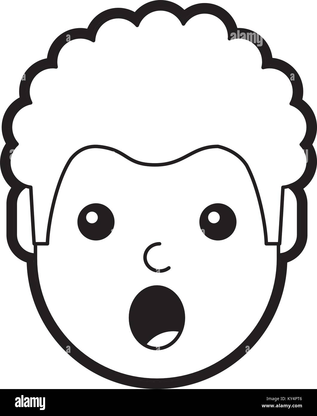 surprised man face expresion facial style vector illustration line ...