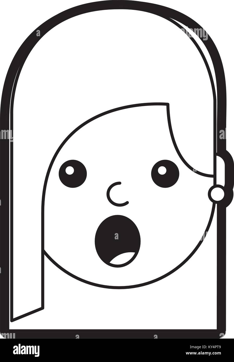 surprised young woman face expression facial vector illustration line ...