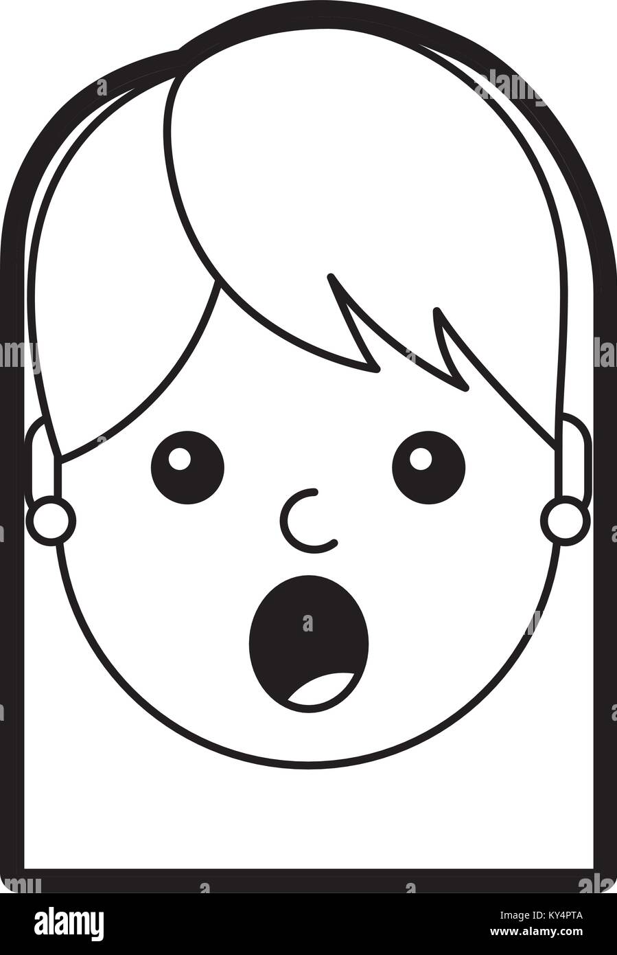 surprised young woman face expression facial vector illustration line ...